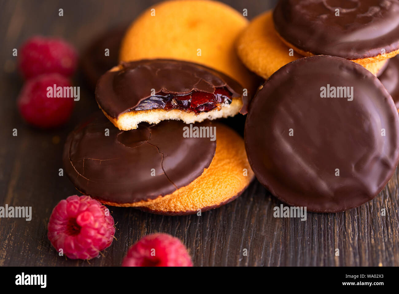 Jaffa cakes, cookies covered with dark chocolate and filled with ...