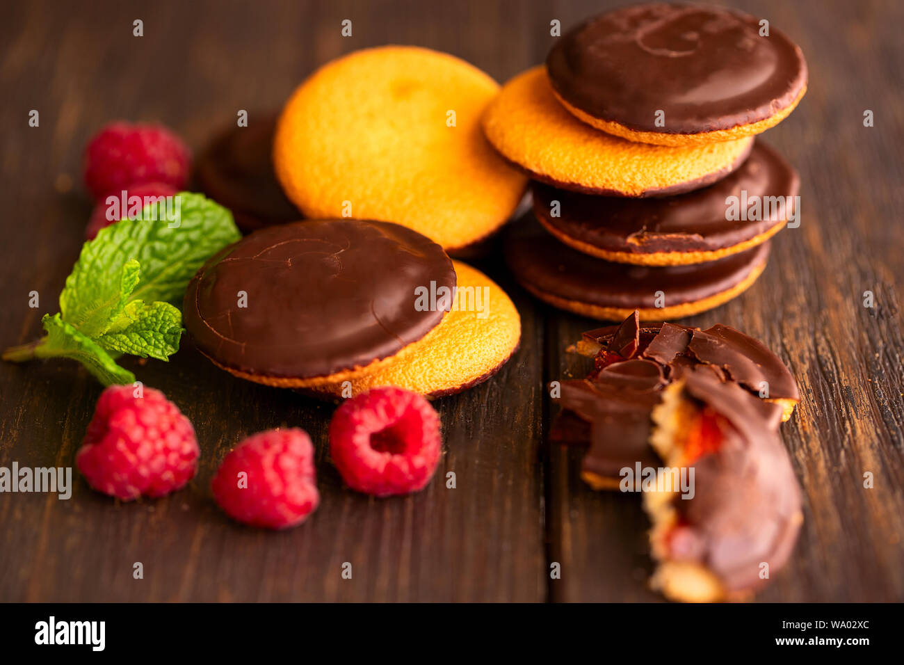 Jaffa cakes, cookies covered with dark chocolate and filled with ...