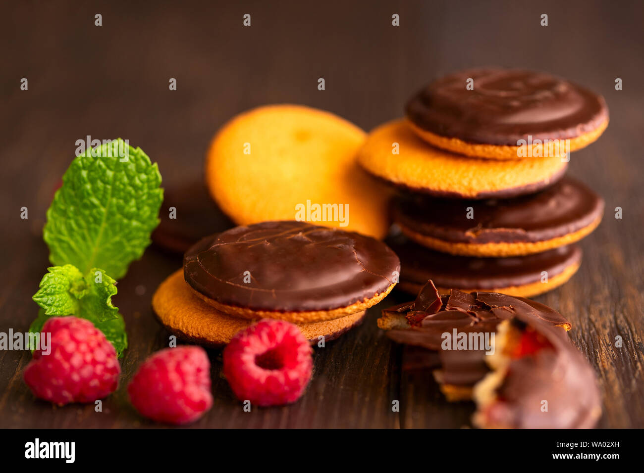 Jaffa cakes, cookies covered with dark chocolate and filled with ...