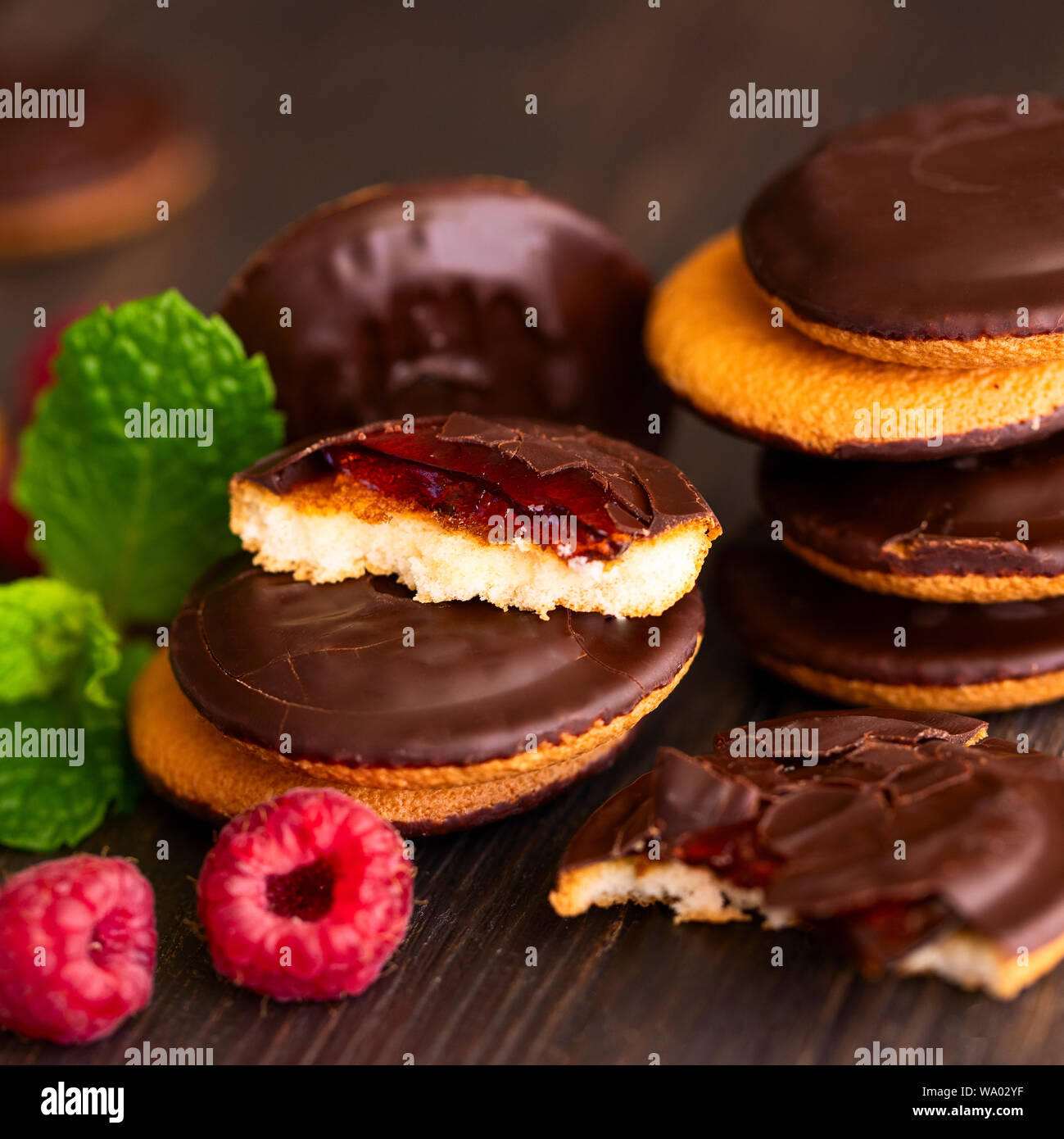 Jaffa cakes, cookies covered with dark chocolate and filled with ...