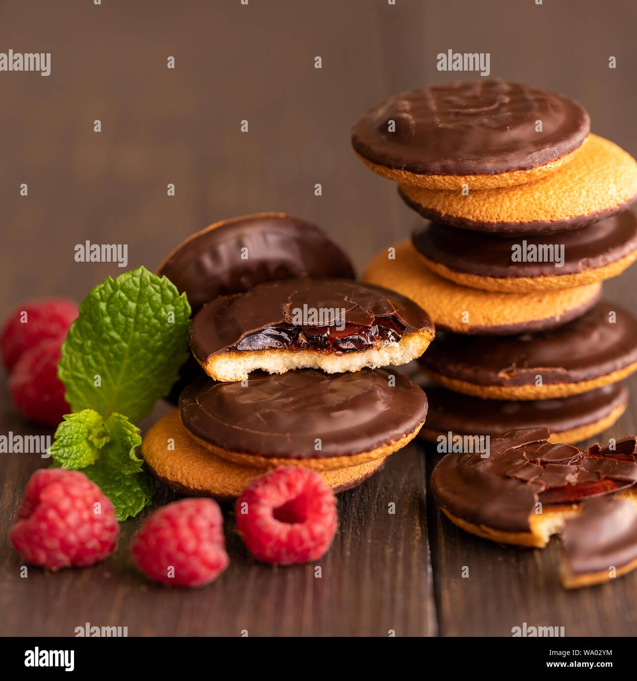 Jaffa cakes, cookies covered with dark chocolate and filled with ...