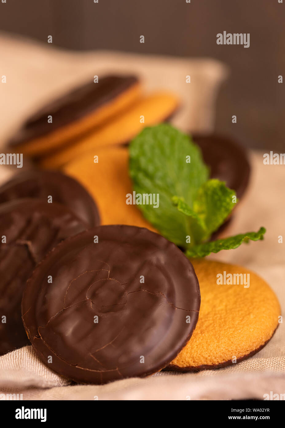 Jaffa cakes, cookies covered with dark chocolate and filled with ...