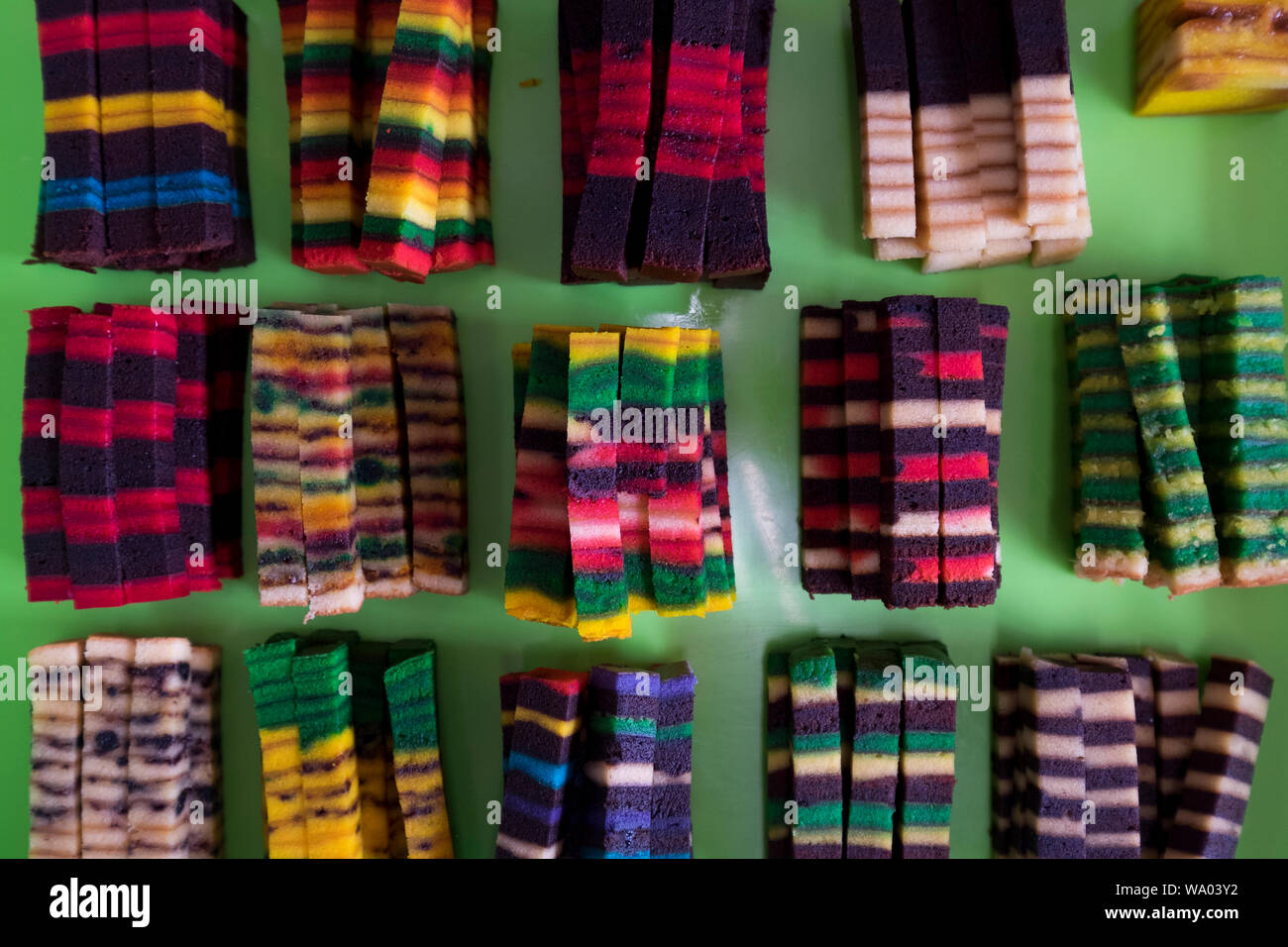 Samples of the classic, multilayed Kuching cake specialty, Kek Papis ...