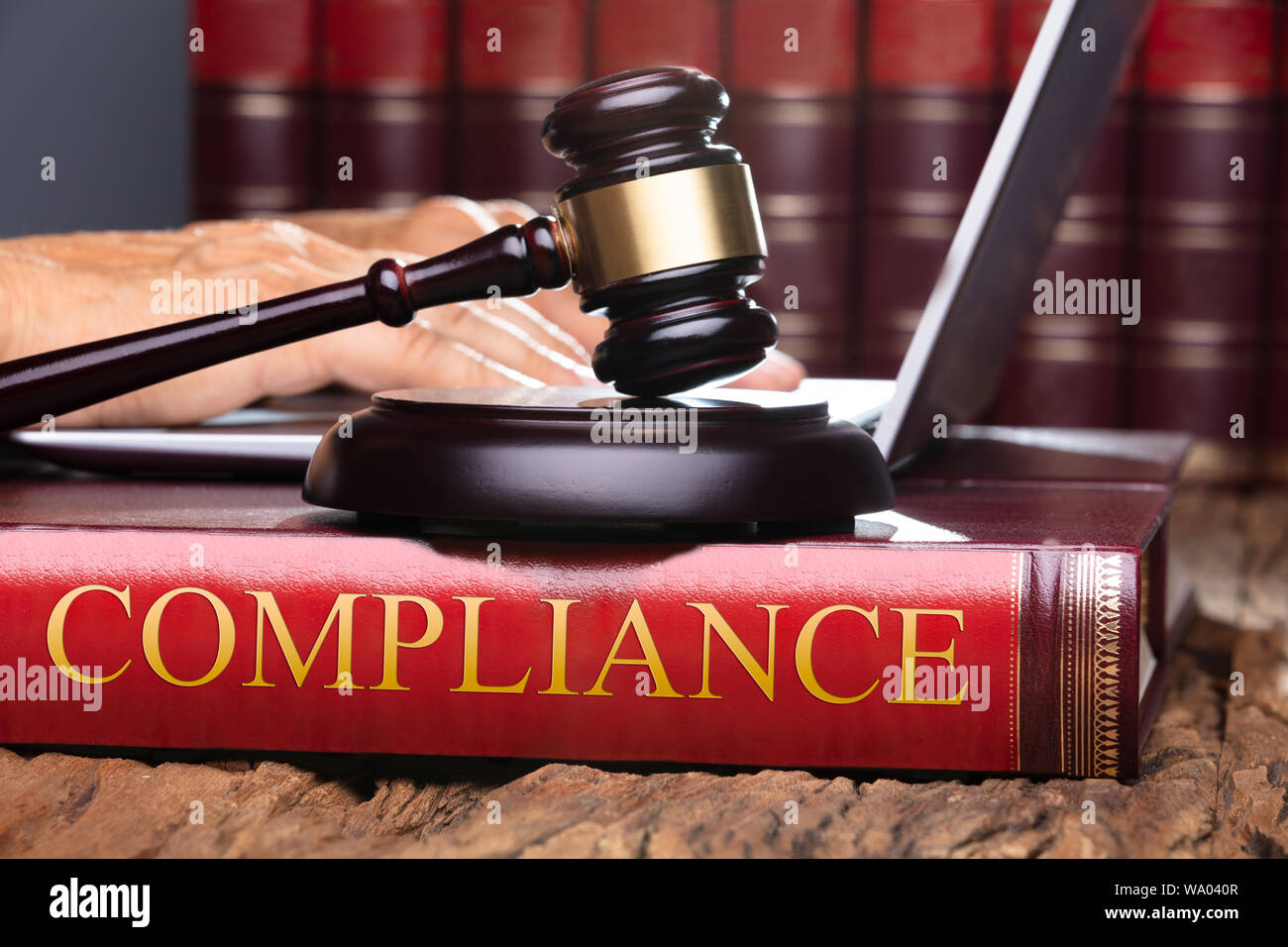 Judge Striking Gavel On Compliance Law Book Stock Photo - Alamy Judge Striking Gavel On Compliance Law Book Stock Photo - Alamy