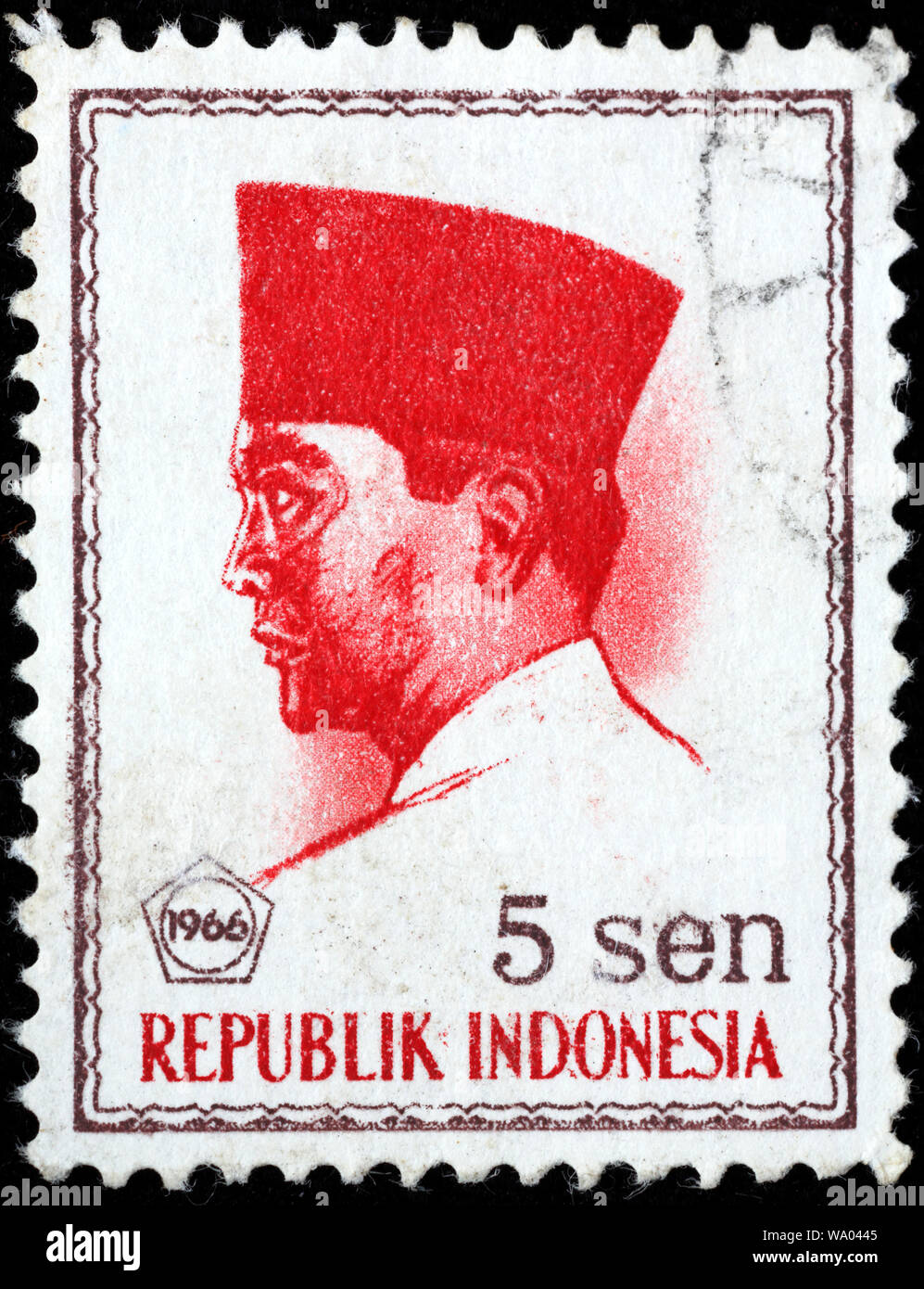 Sukarno, first President of Indonesia (1945-1967), postage stamp ...
