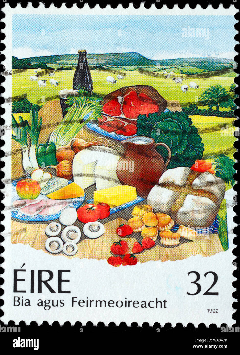 Agriculture, farm products, Still life, postage stamp, Ireland, 1992 ...