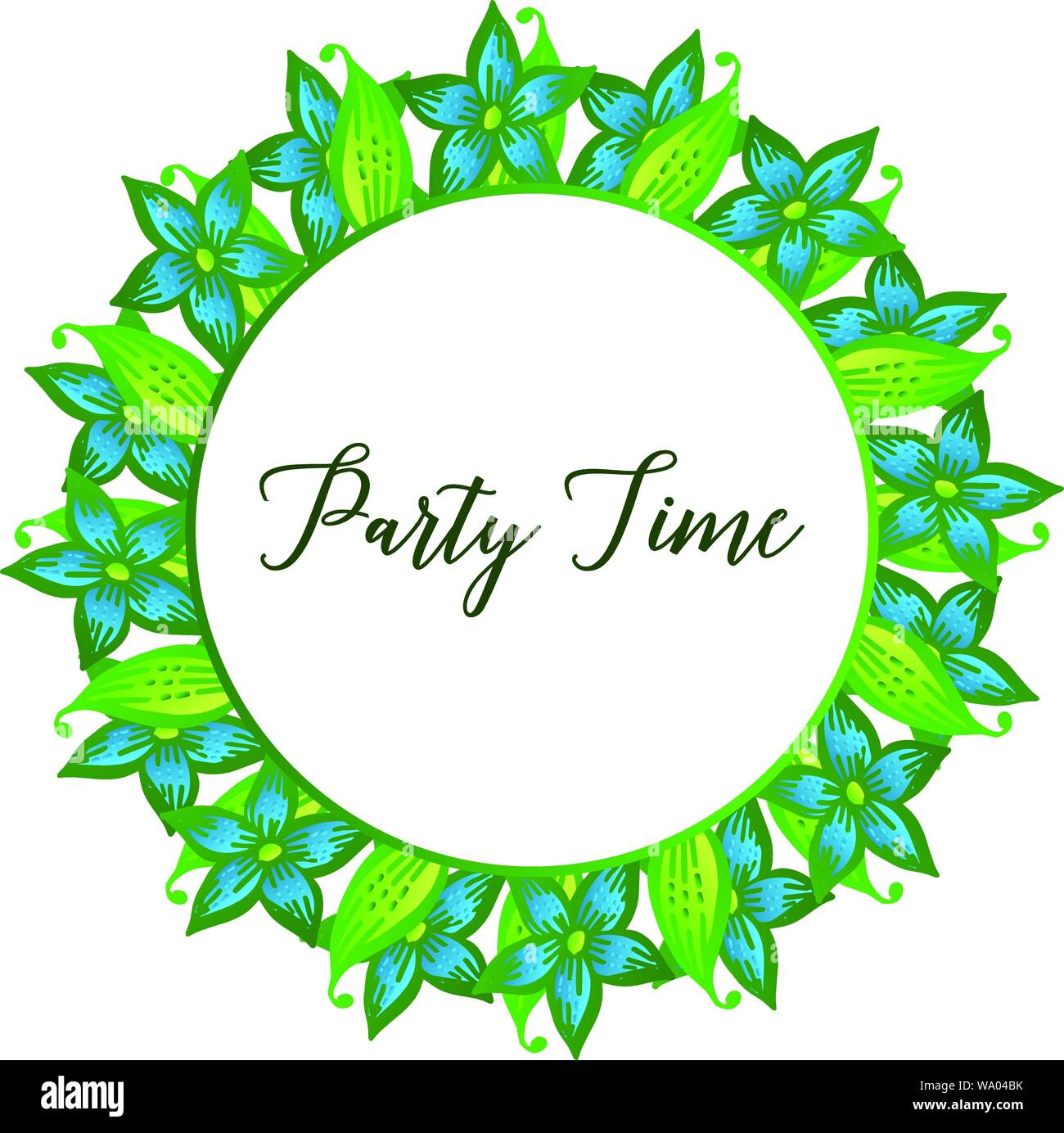 Party time, decorative of frame, for wreath in blue colors. Vector ...