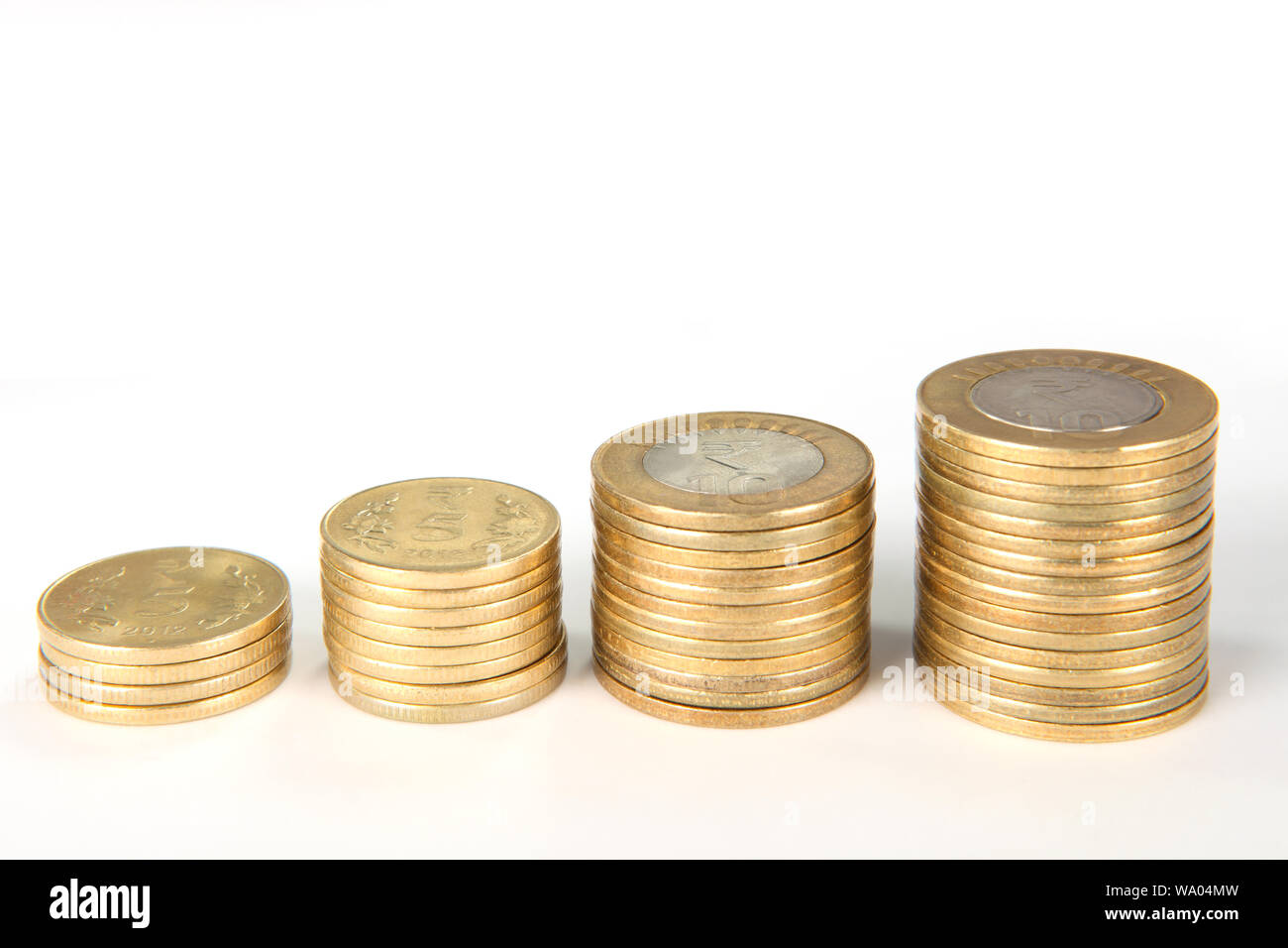 Stacks of Indian rupee coins Stock Photo - Alamy