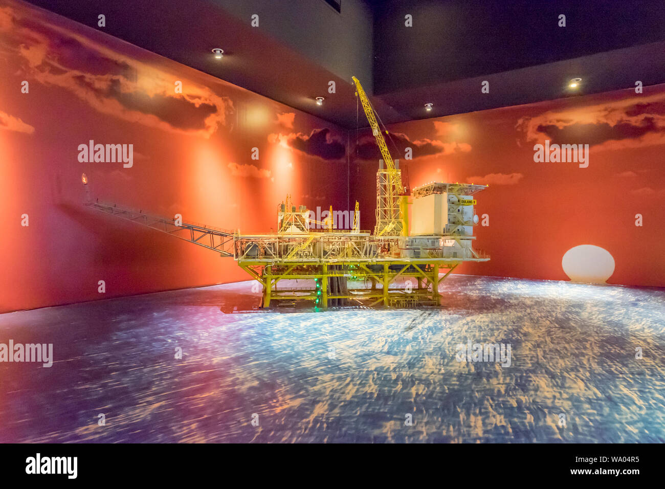 A scale model of an offshore oil platform at the State Museum in Kuala ...