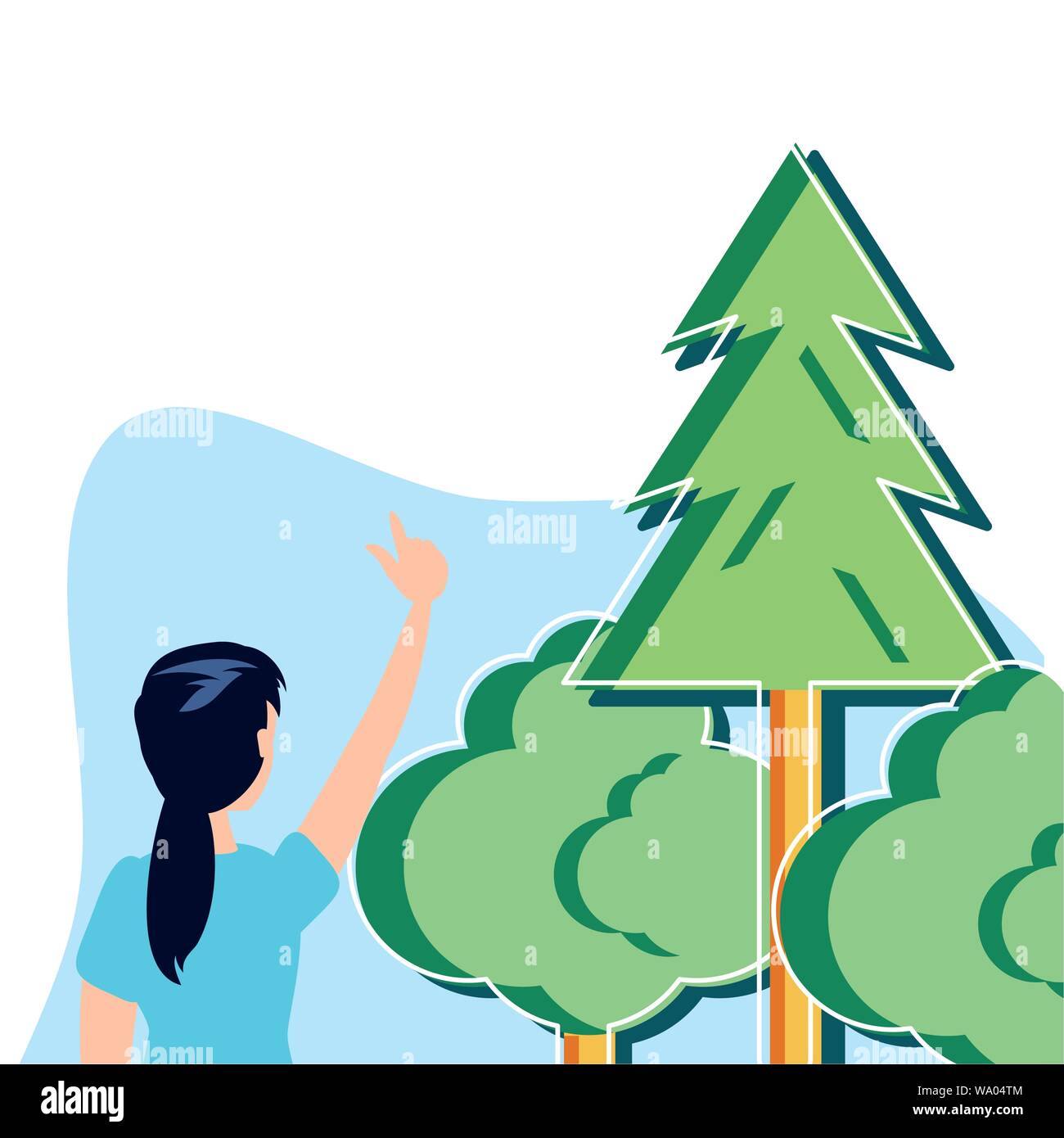 Trees and woman avatar design, Nature plant summer season environment ...