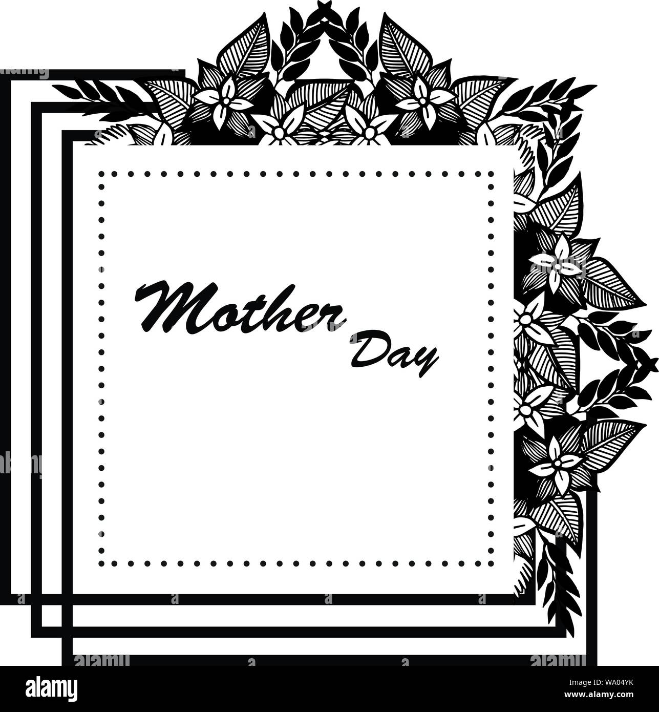 Template greeting card mother day, design pattern art flower frame ...