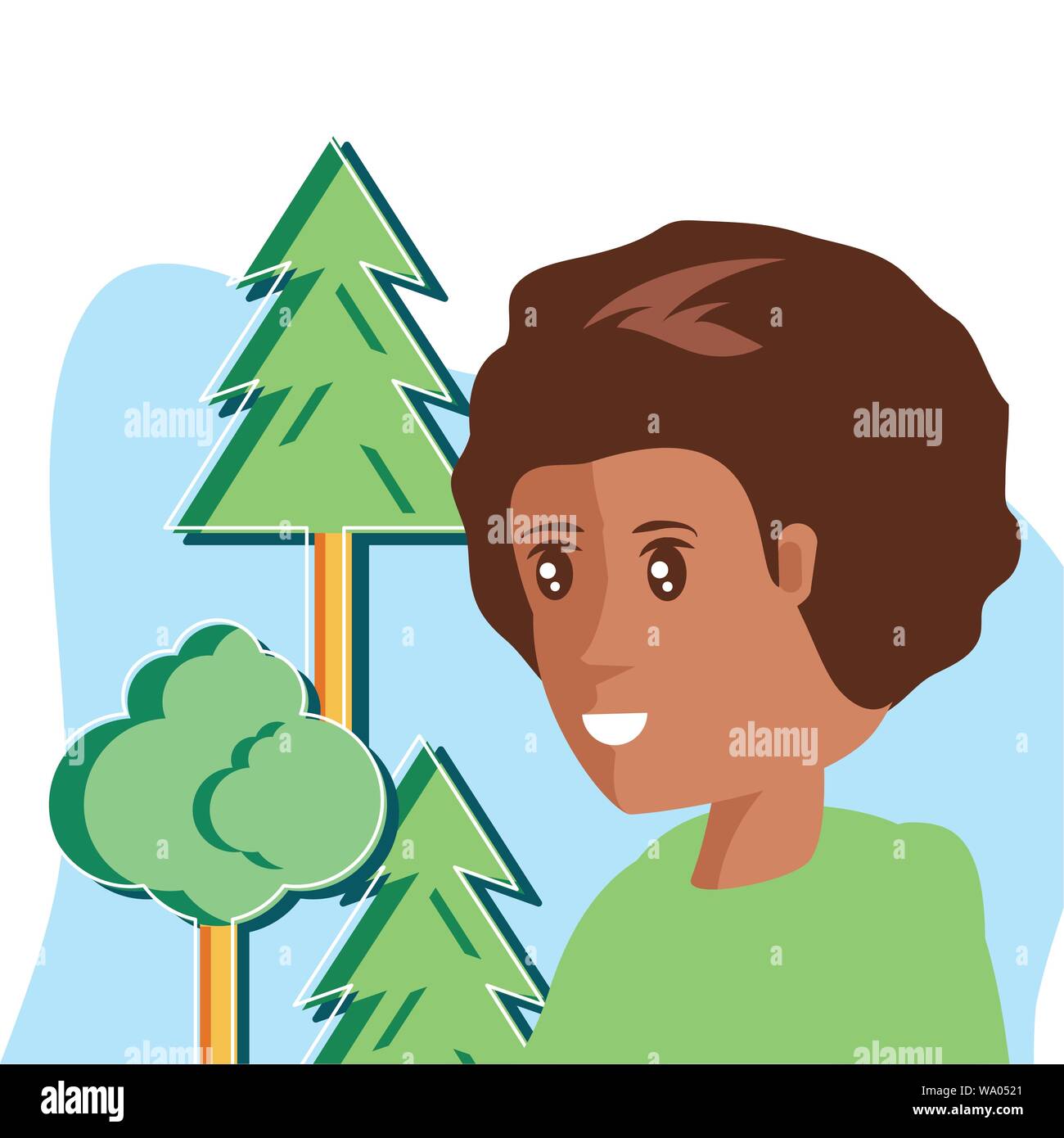 Trees and woman avatar design, Nature plant summer season environment ...