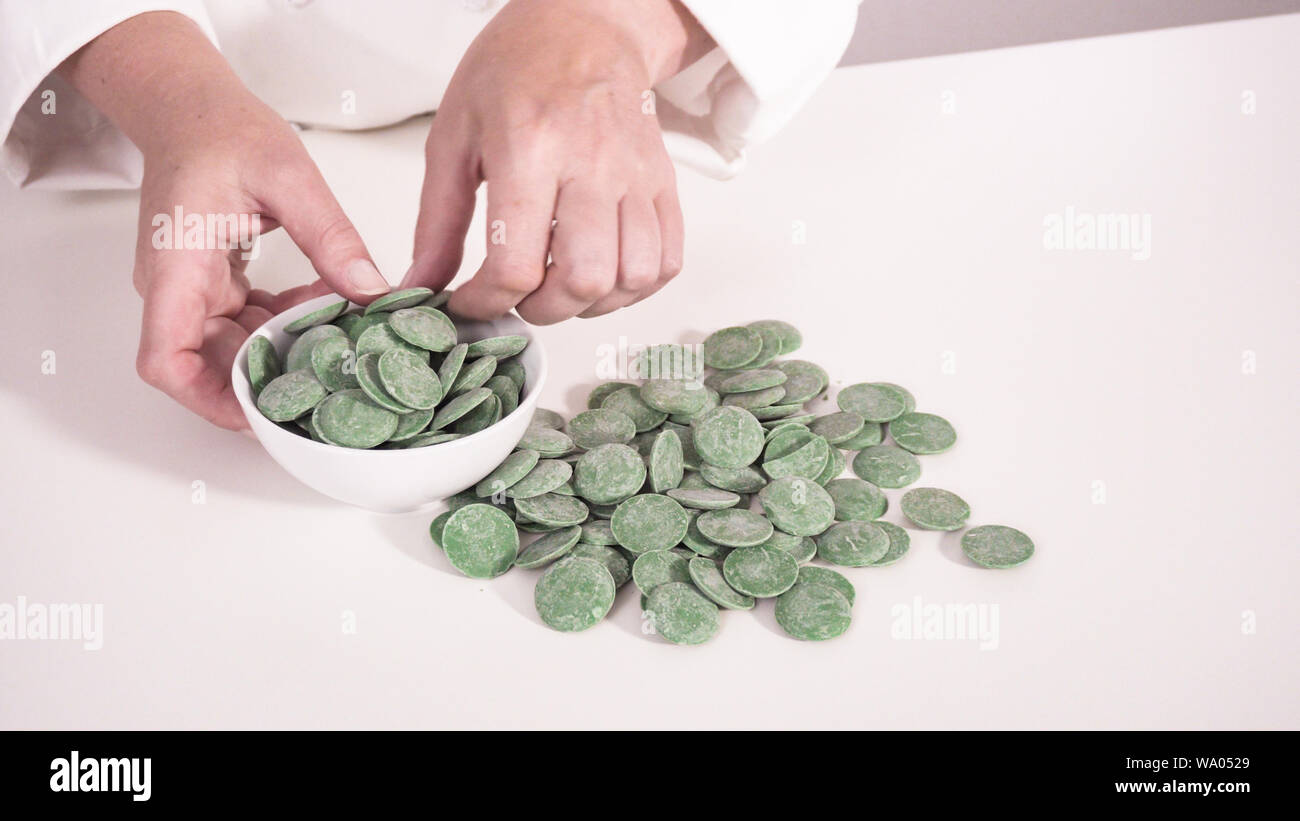 Color chocolate chips ready to be used in the recipe Stock Photo - Alamy