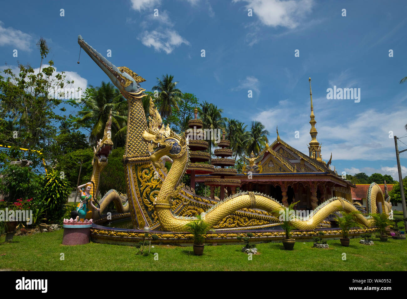 The famous, large Dragon Boat installation at Kiri Dragon Boat Temple ...