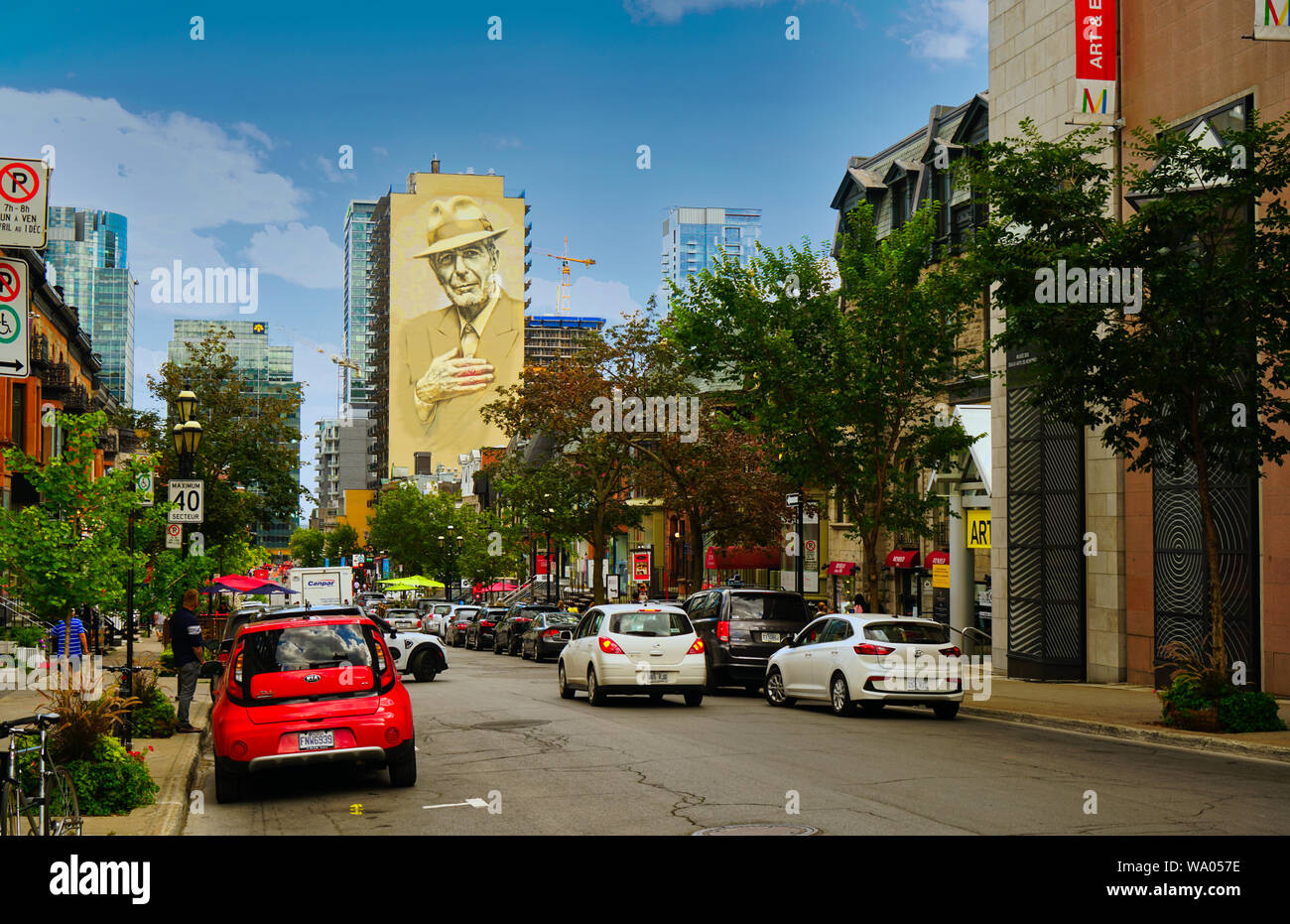 Montreal,Quebec,Canada,August 14,2019.Crescent street in summer ...