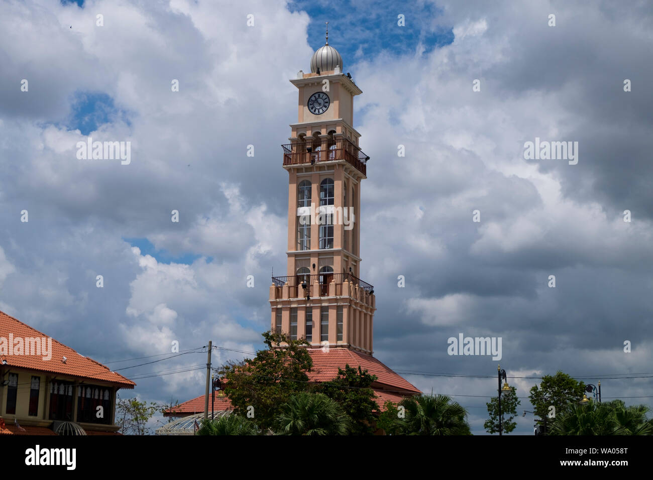 The Menara Jam Tambatan Diraja, a landmark tower overlooking the river ...