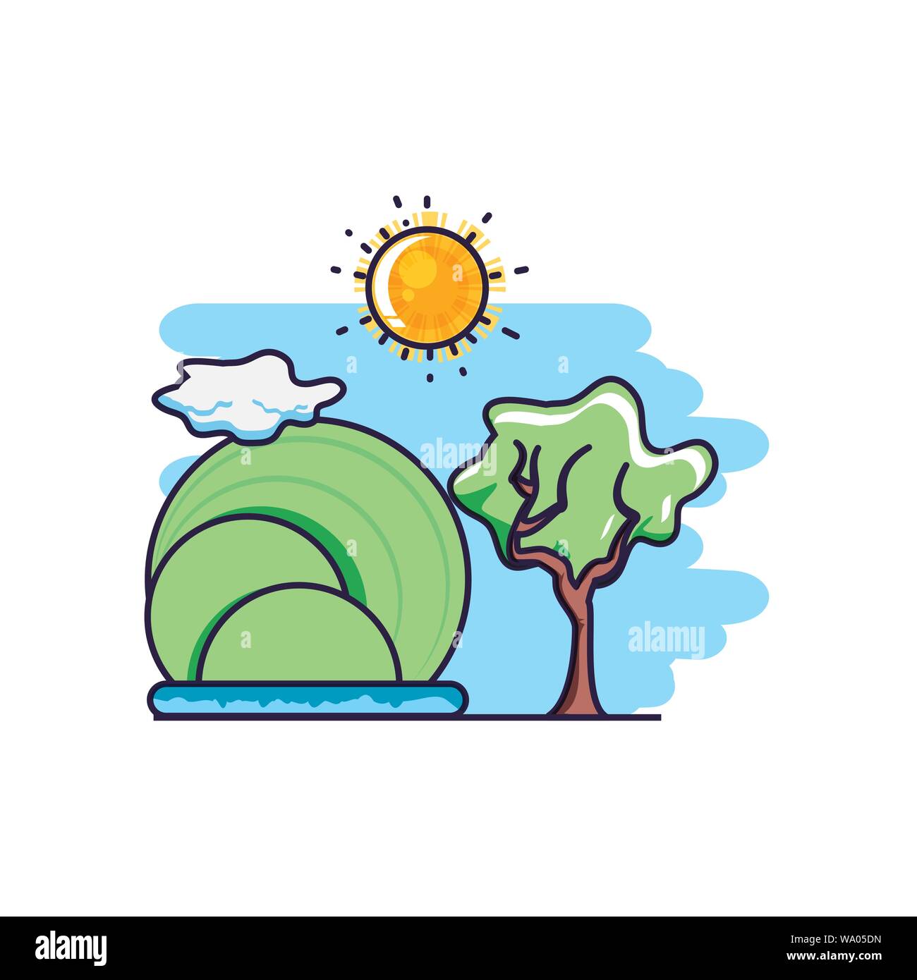 tree plant nature with sun vector illustration design Stock Vector ...