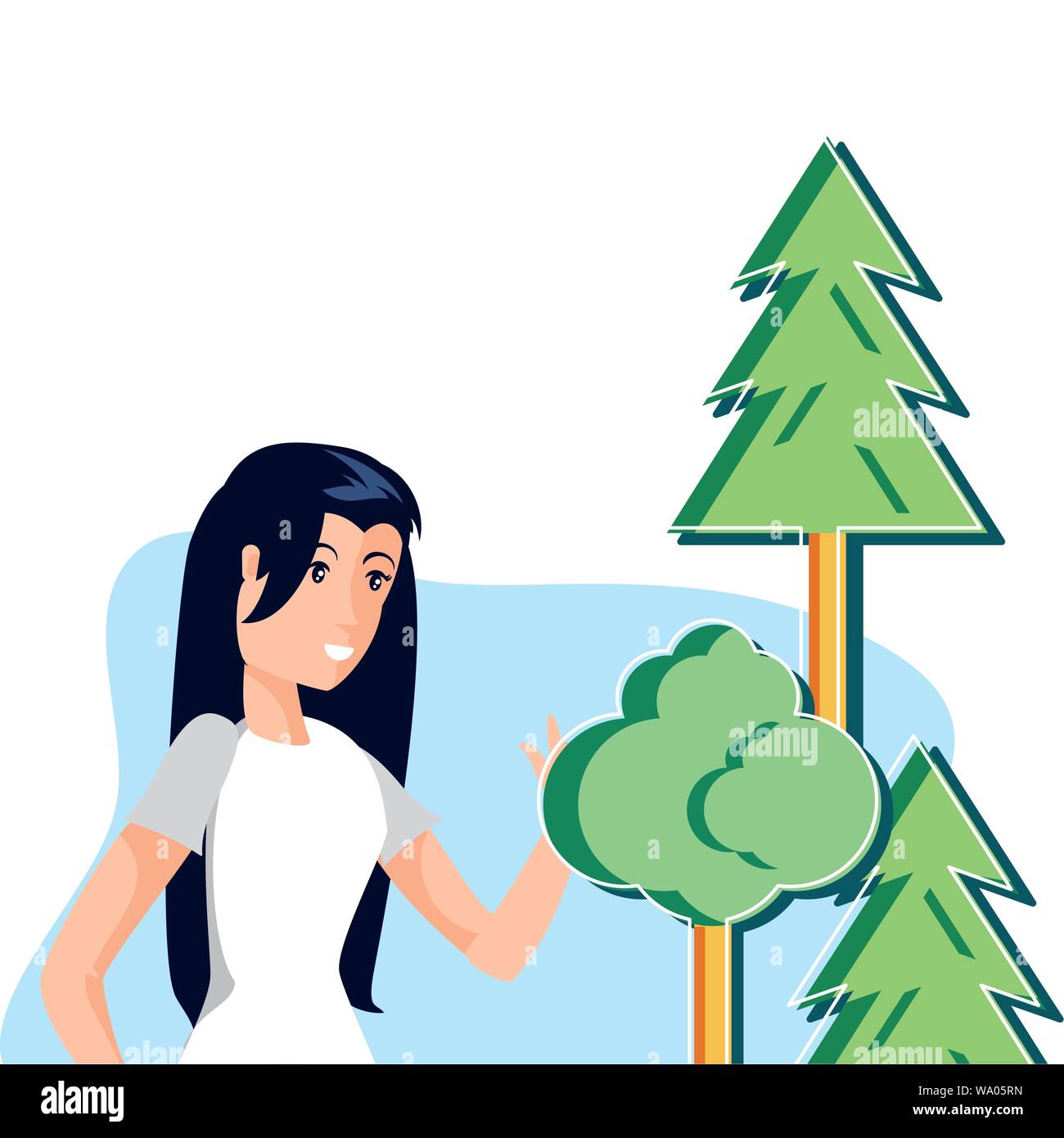 Trees and woman avatar design, Nature plant summer season environment ...