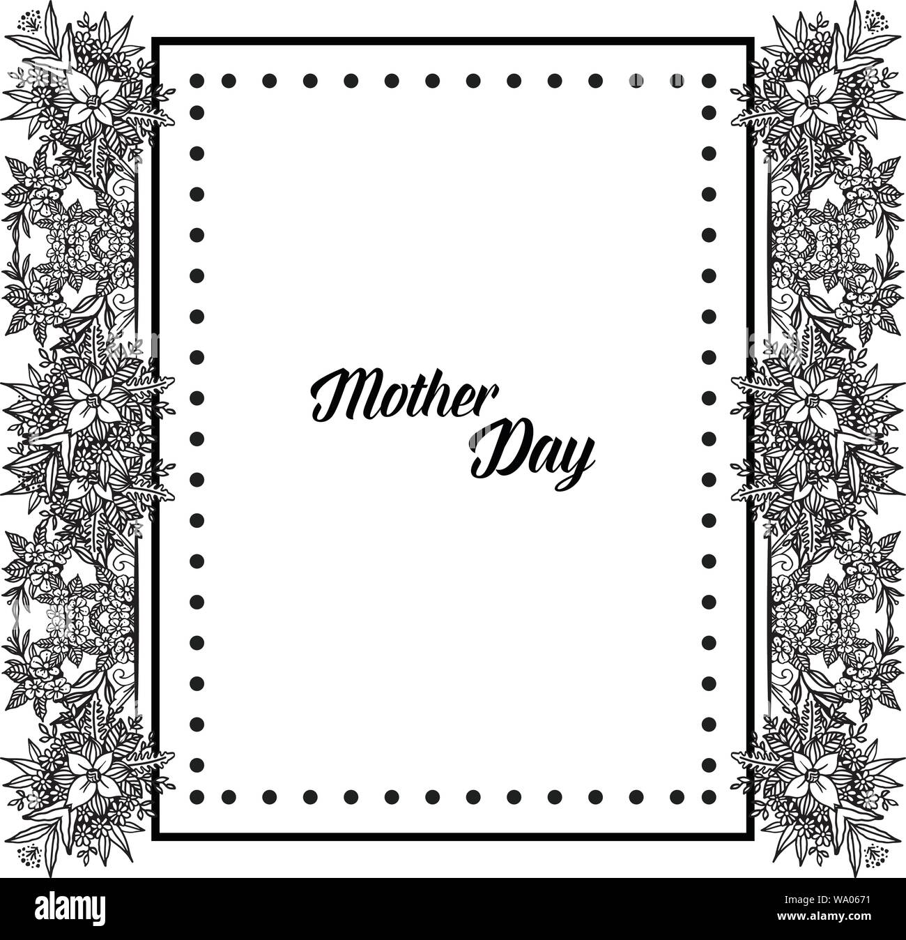 Mother day greeting card, pattern art crowd of flower frame. Vector ...