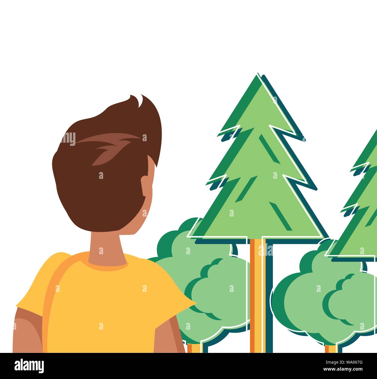 Trees and man avatar design, Nature plant summer season environment ...