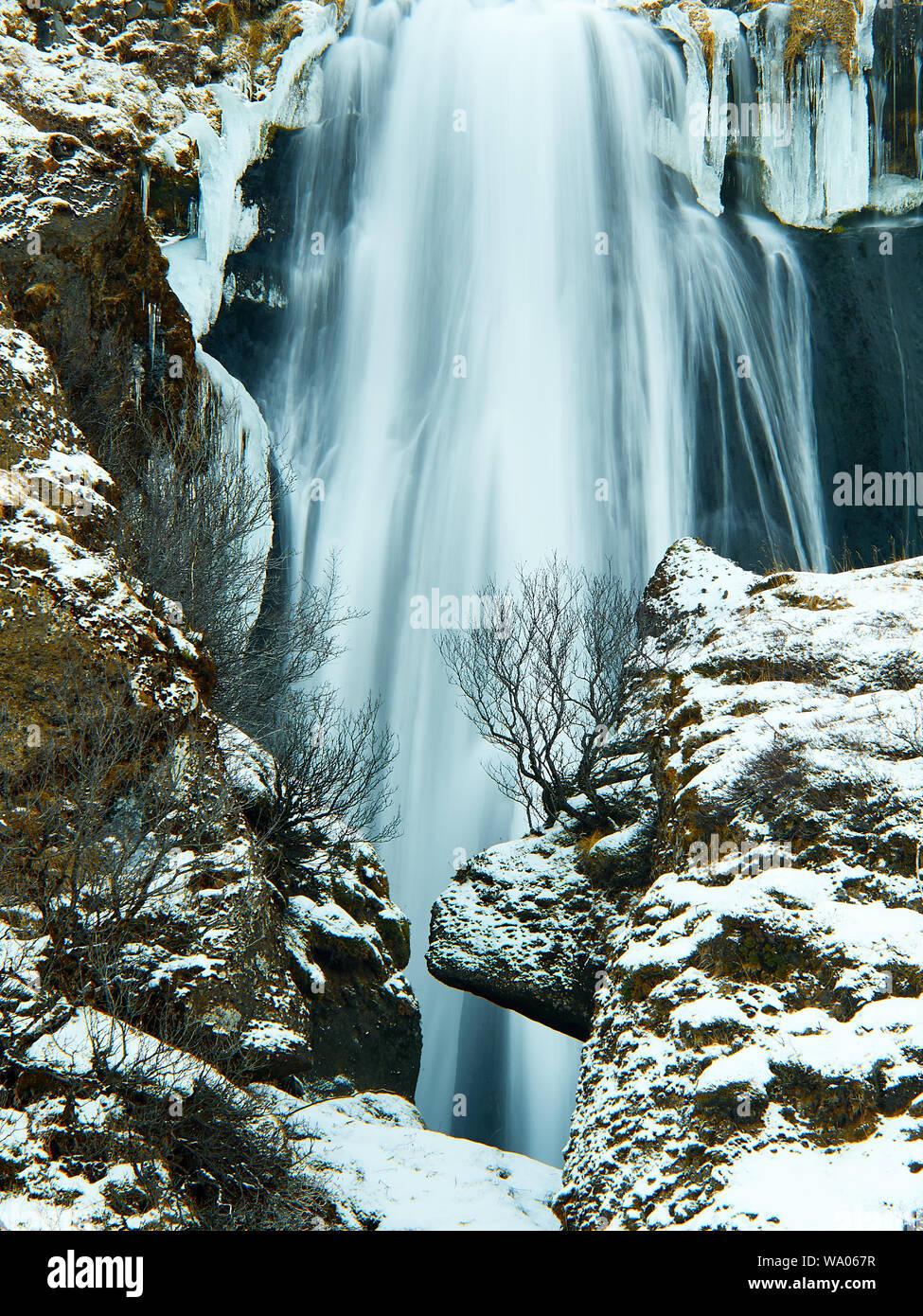 Iceland waterfall in winter Stock Photo - Alamy