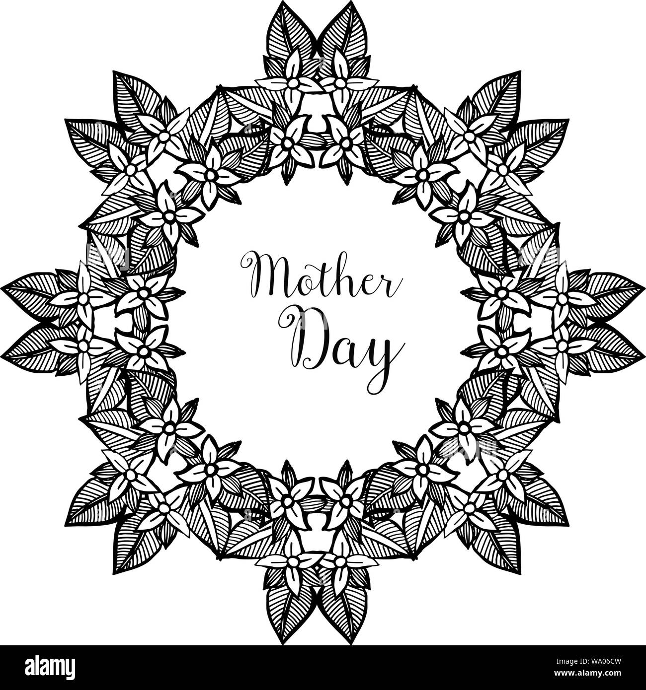 Template greeting card mother day, design pattern art flower frame ...