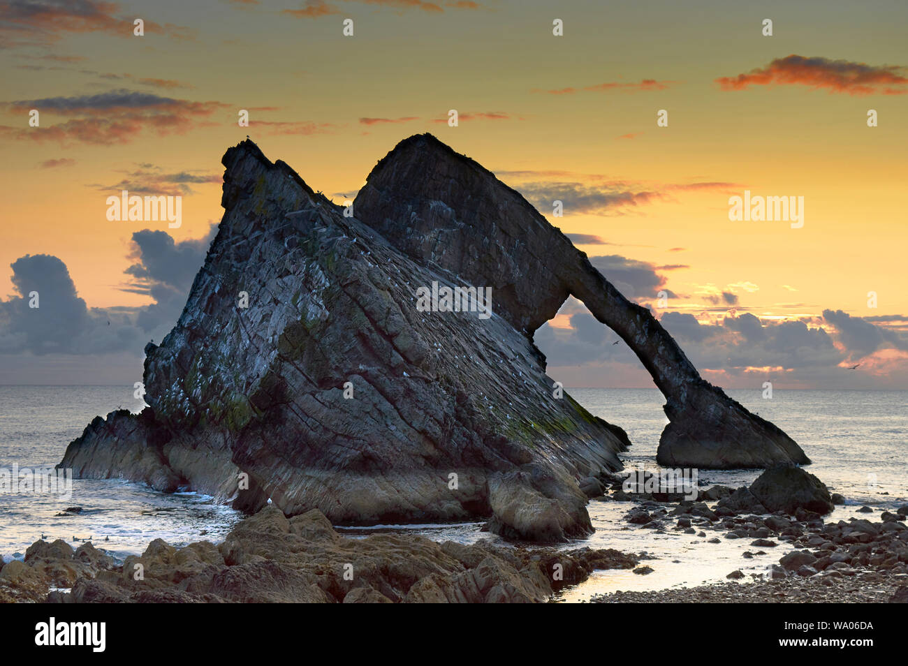 Bow Fiddle Rock Portknockie Moray Coast Scotland Predawn Or Early
