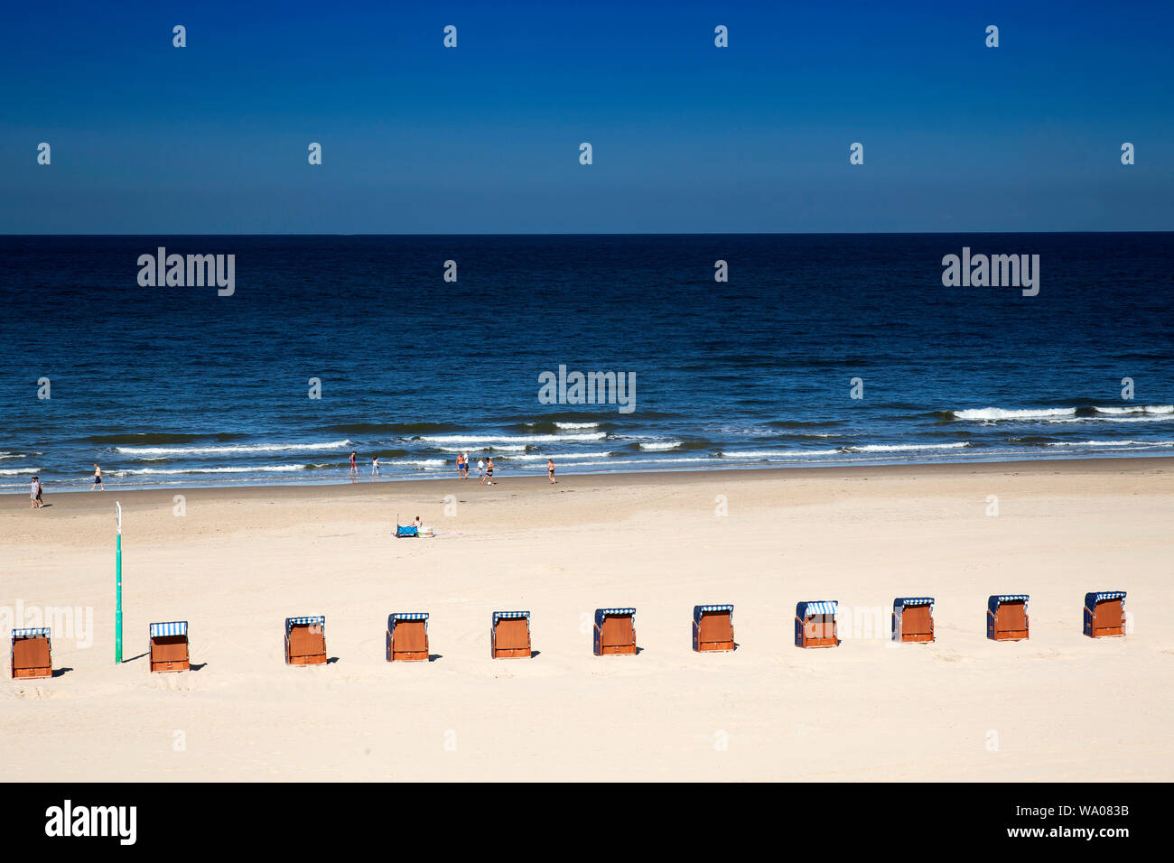 Beach chairs on the beach of Egmond, North sea, Holland, Netherlands ...