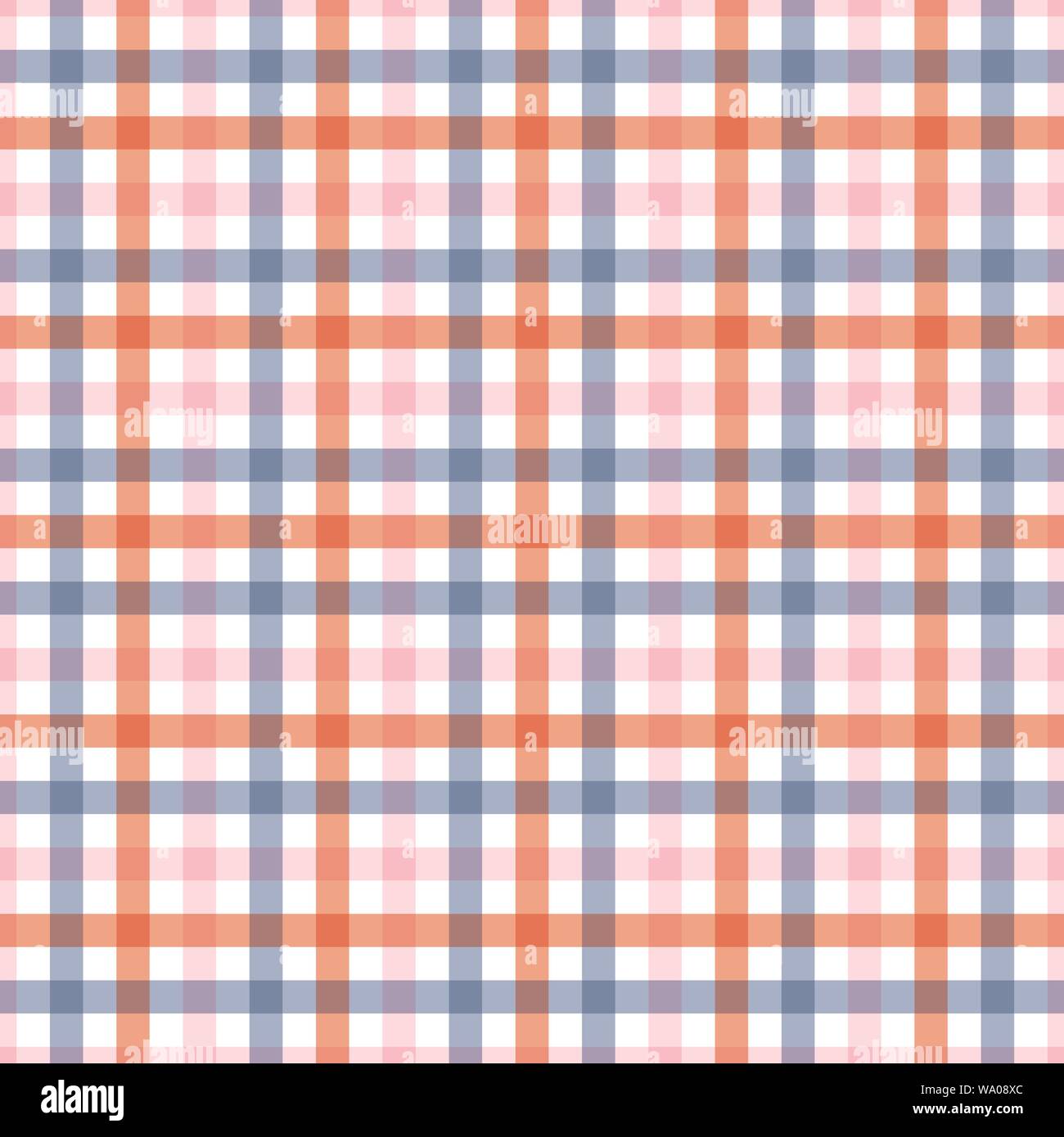Checked seamless pattern in blue, pink and orange. A geometric plaid ...