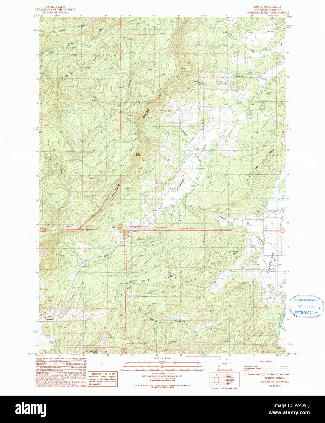 USGS Topo Map Oregon Reston 281254 1990 24000 Restoration Stock Photo ...