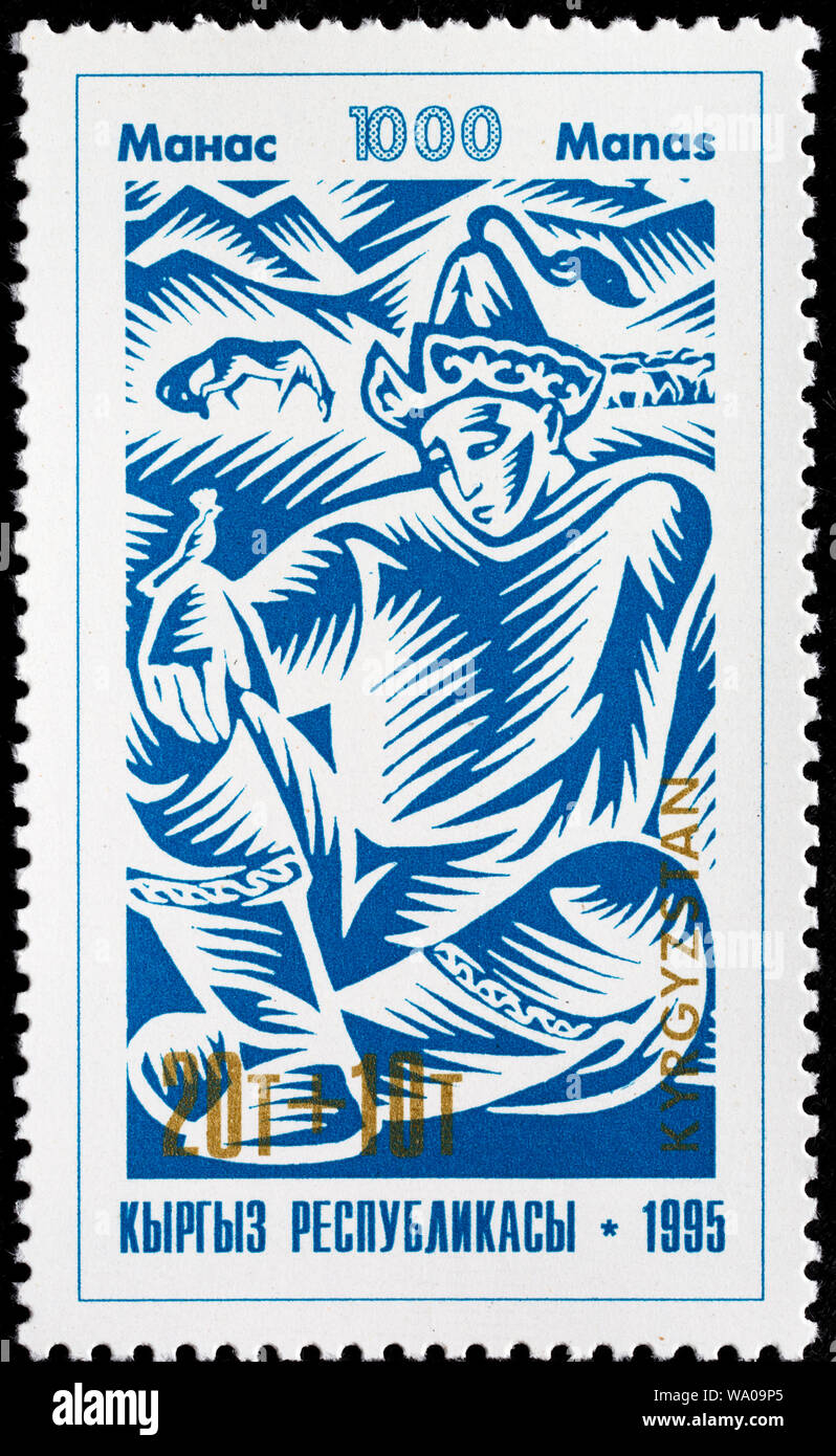 Bird on man's wrist, Millenary of Kirghiz Epic Poem Manas, postage ...