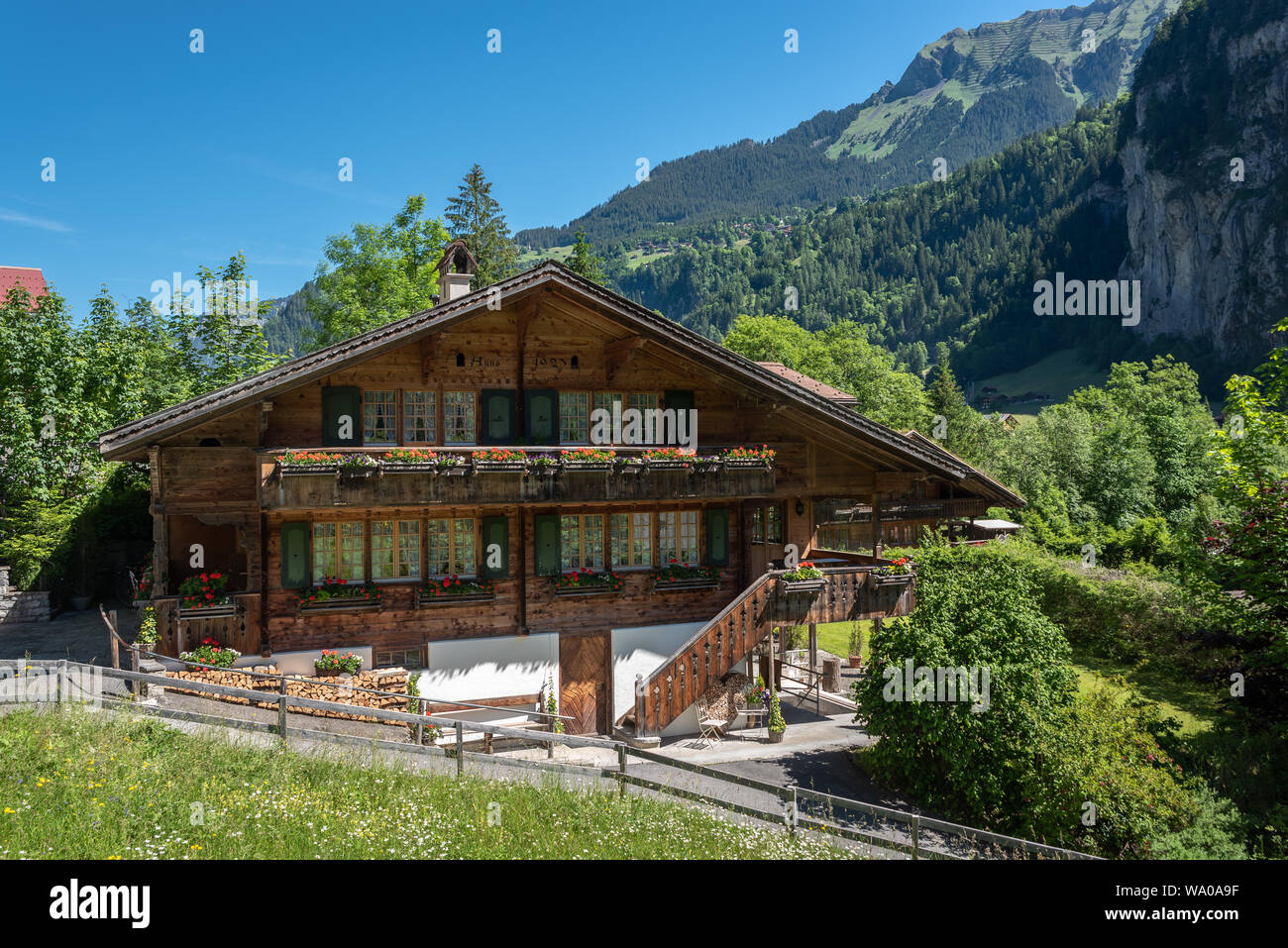 Traditional country house, Lauterbrunnen, Bernese Oberland, Switzerland ...