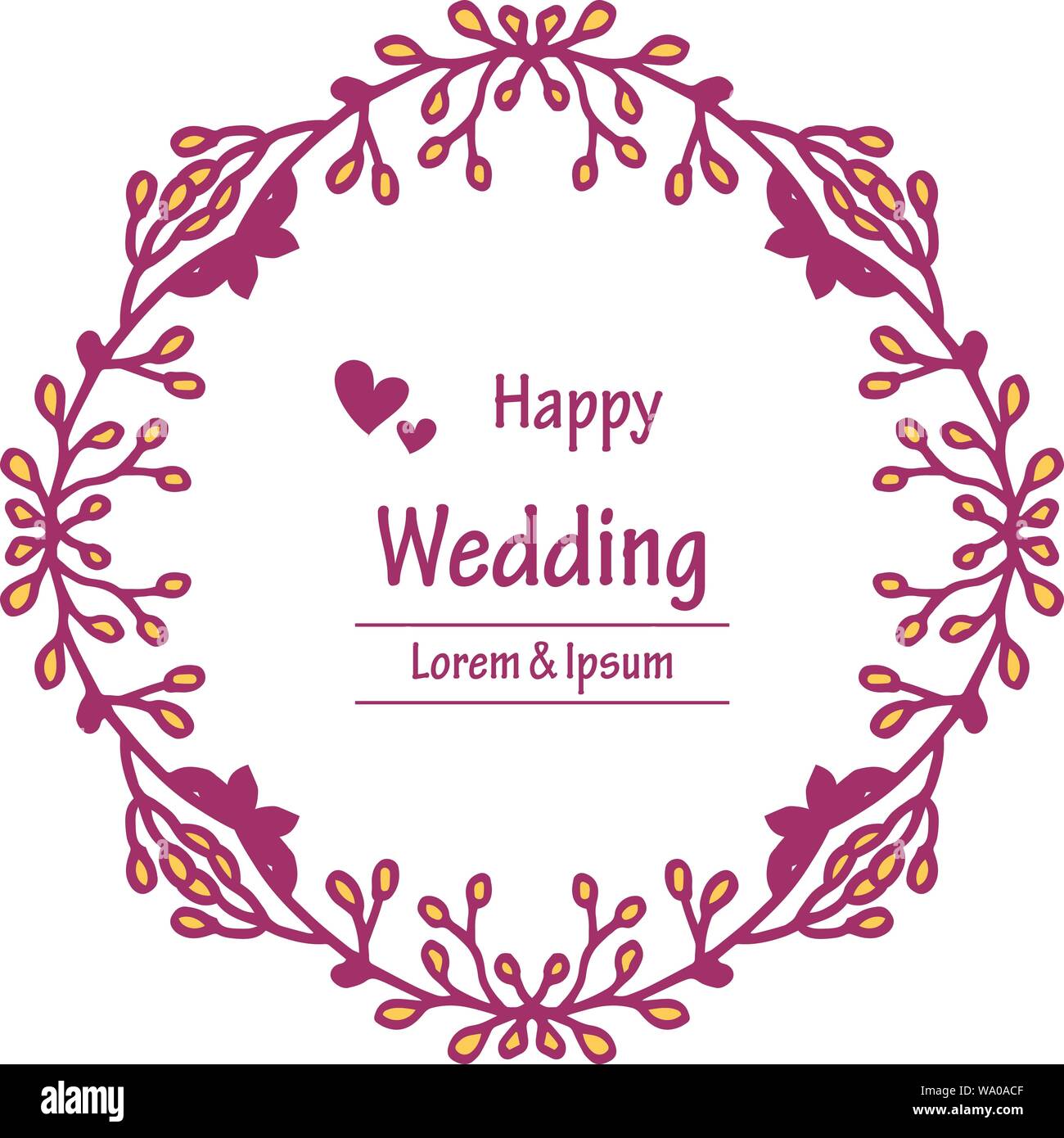 Design of card happy wedding, pink floral pattern, seamless frame ...