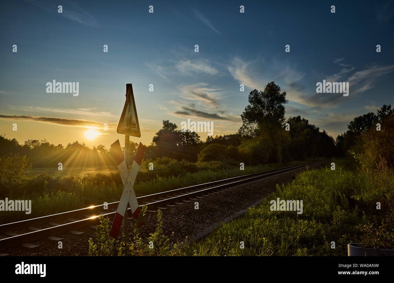 Railway crossing sign hi-res stock photography and images - Alamy
