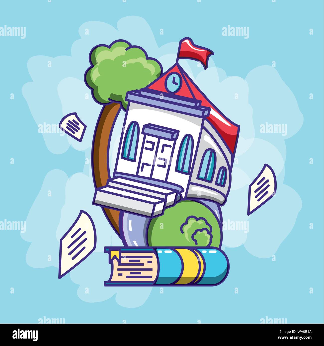 school building facade with book vector illustration design Stock ...