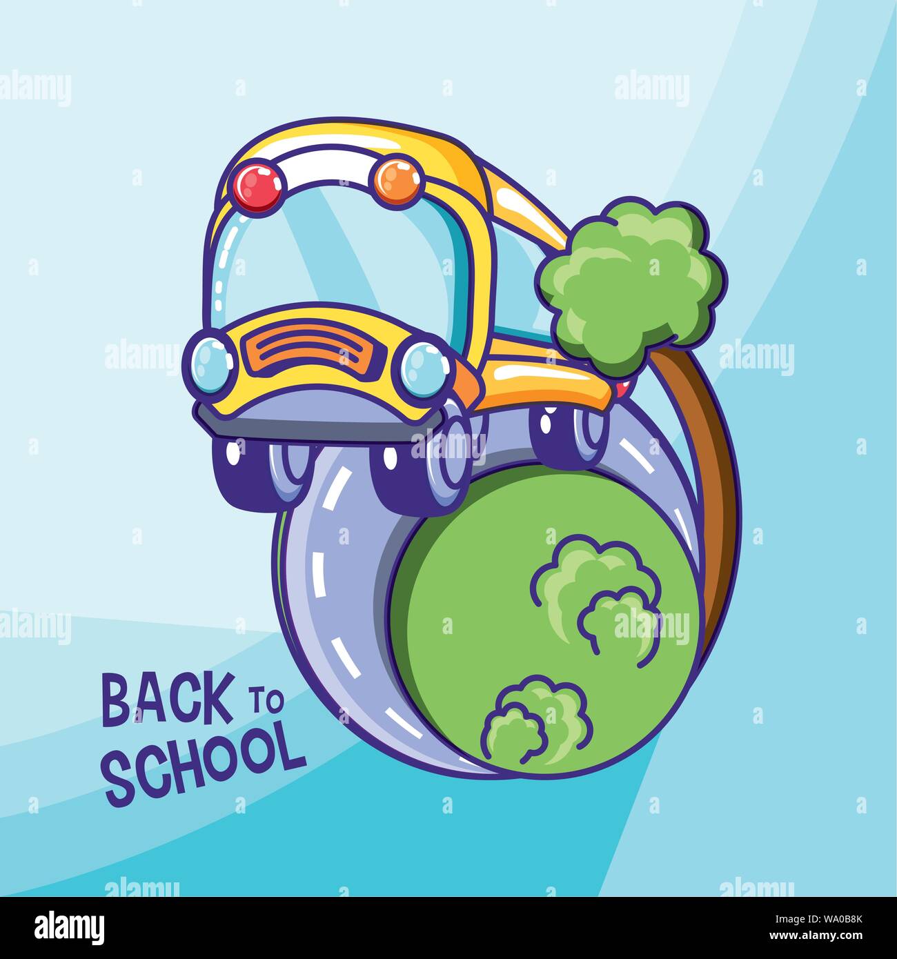 back to school with bus transportation vector illustration design Stock ...
