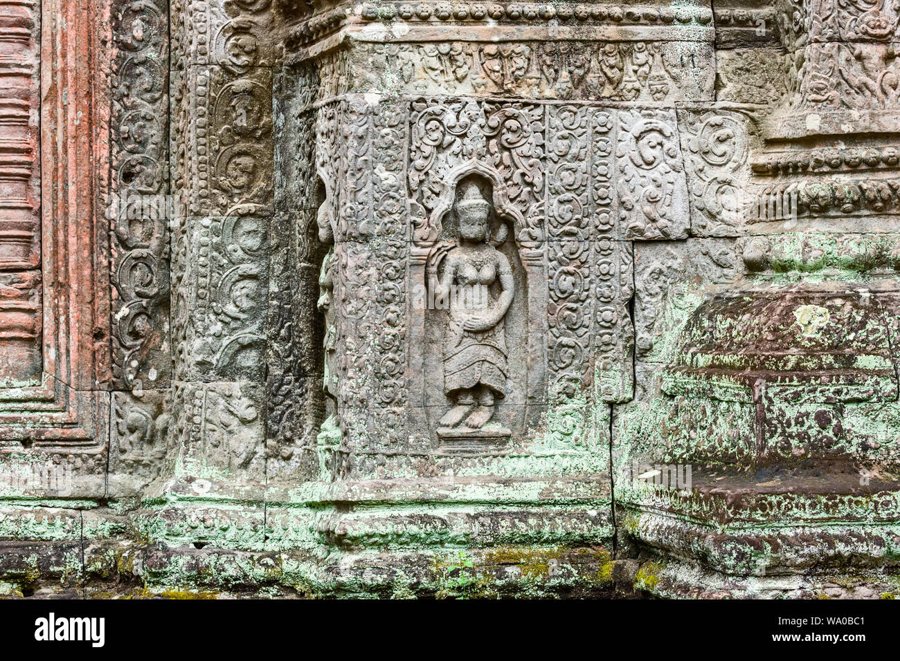 a statue of devata in Preah Khan temple, Khmer ruins in Angkor Thom, in ...