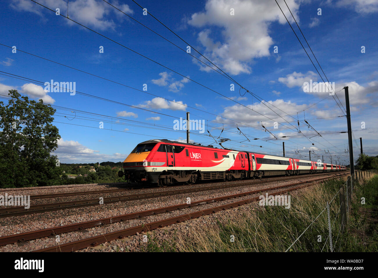 91 class LNER train, London and North Eastern Railway, East Coast Main Line Railway, Grantham ...