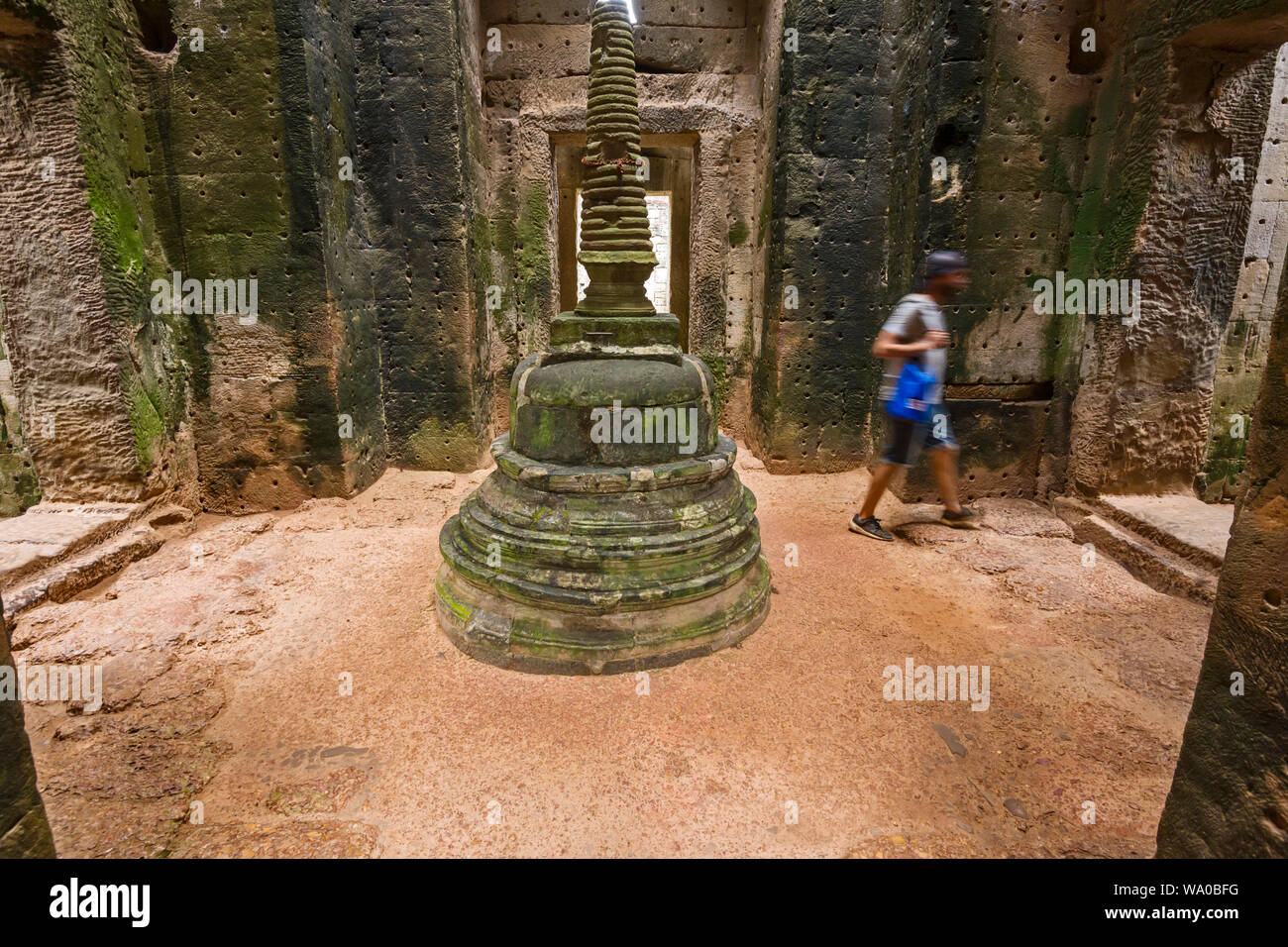 16th century stupa in the central shrine of Preah Khan temple, Khmer ...