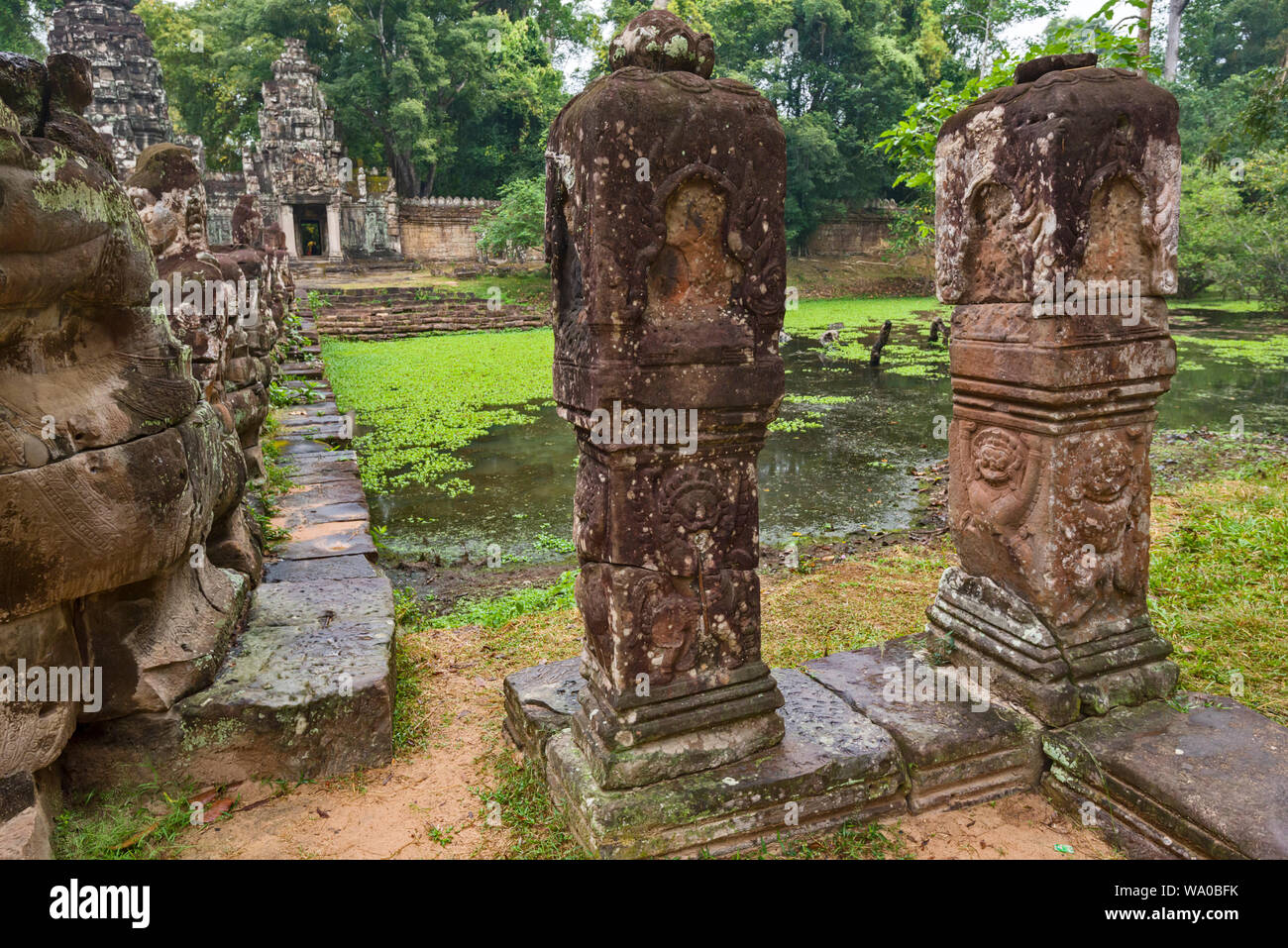 boundary stones at the western procession path to Preah Khan in Siem ...