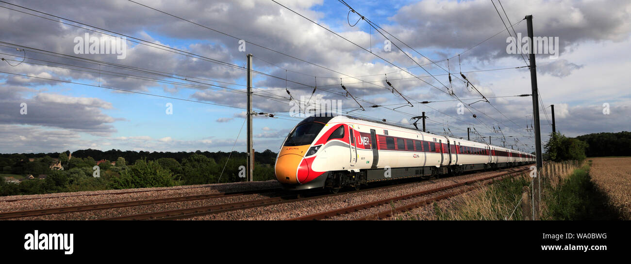 LNER Azuma train, Class 800, East Coast Main Line Railway, Grantham ...