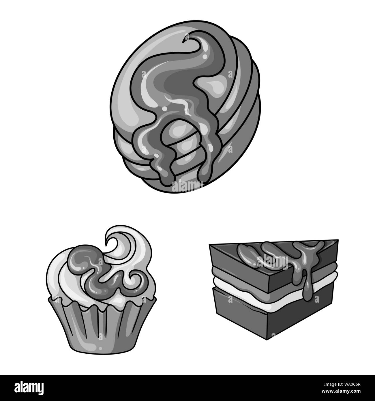 Vector design of sweet and caramel symbol. Set of sweet and culinary ...