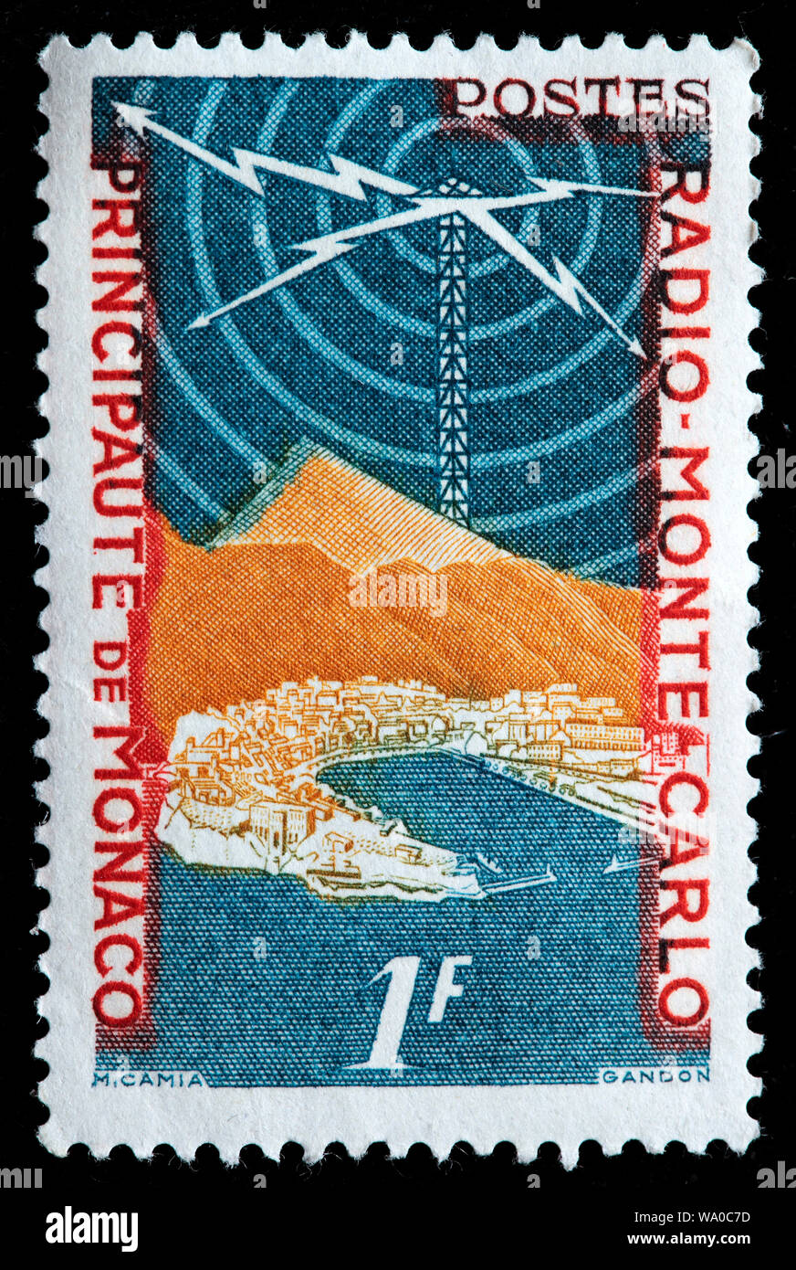 Radio Monte Carlo, postage stamp, Monaco, 1951 Stock Photo - Alamy