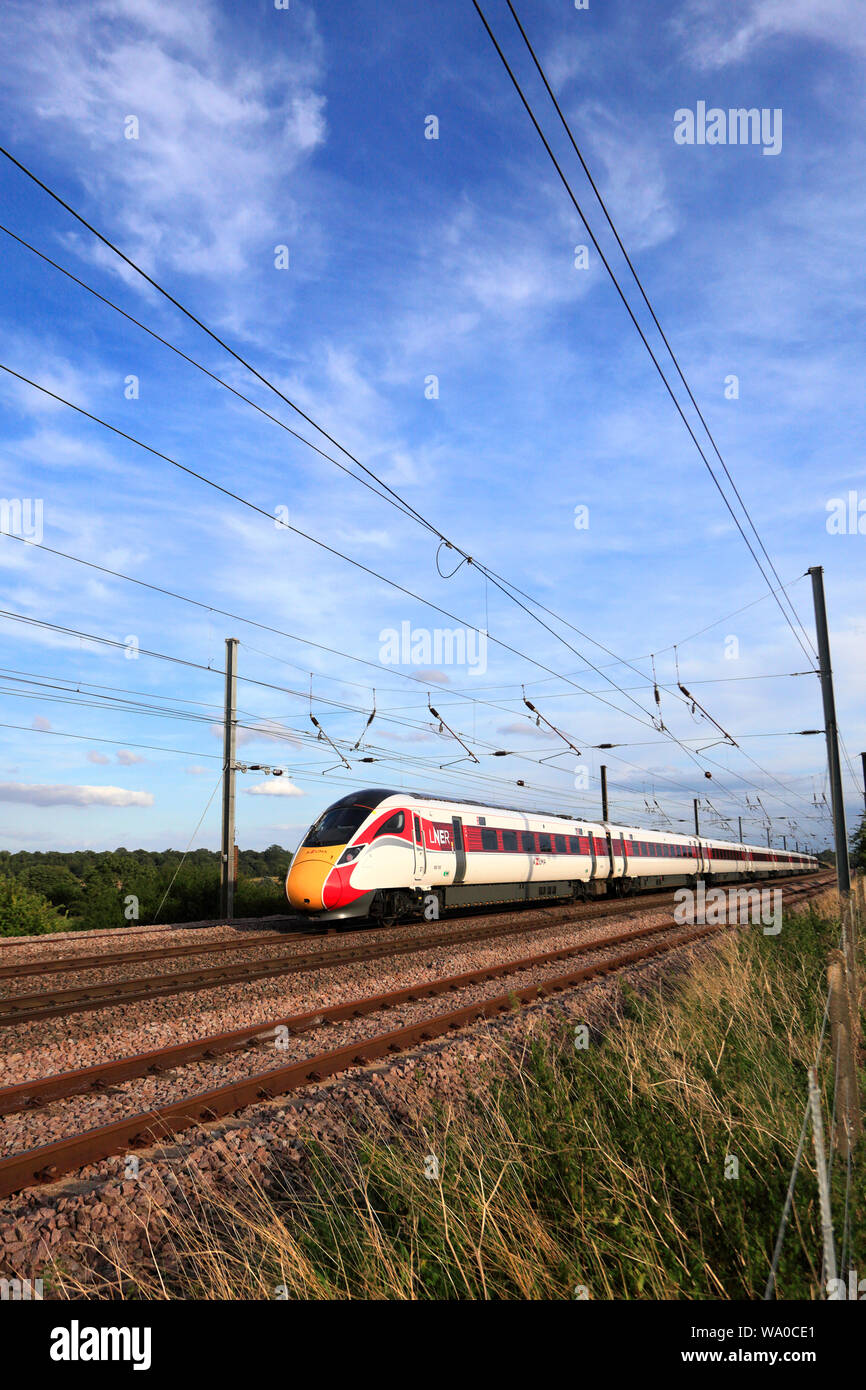 Lner Azuma Train Class 800 East Coast Main Line Railway Grantham Lincolnshire England Uk