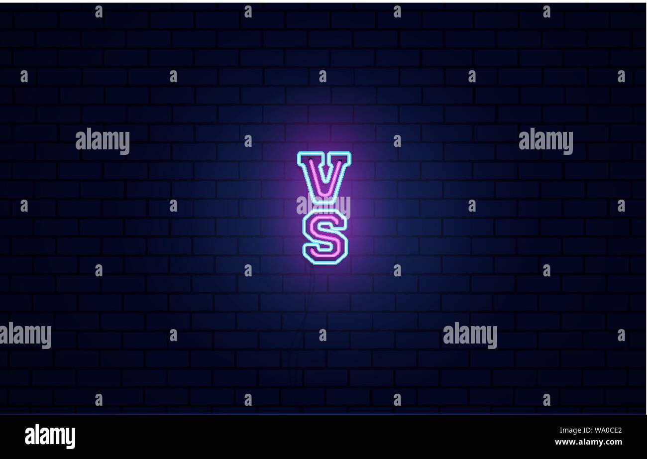 Versus neon sign vector. Versus logo, symbol in realistic 3d neon style ...