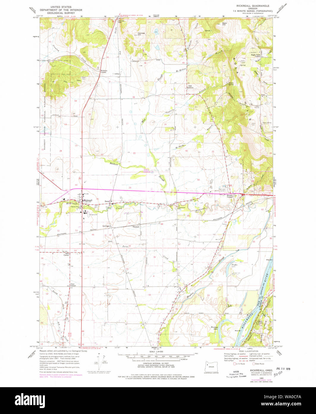 USGS Topo Map Oregon Rickreall 281266 1969 24000 Restoration Stock ...