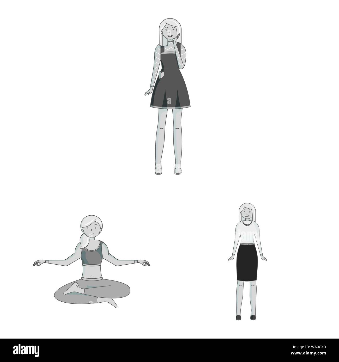 Isolated object of emotions and female logo. Set of emotions and body ...