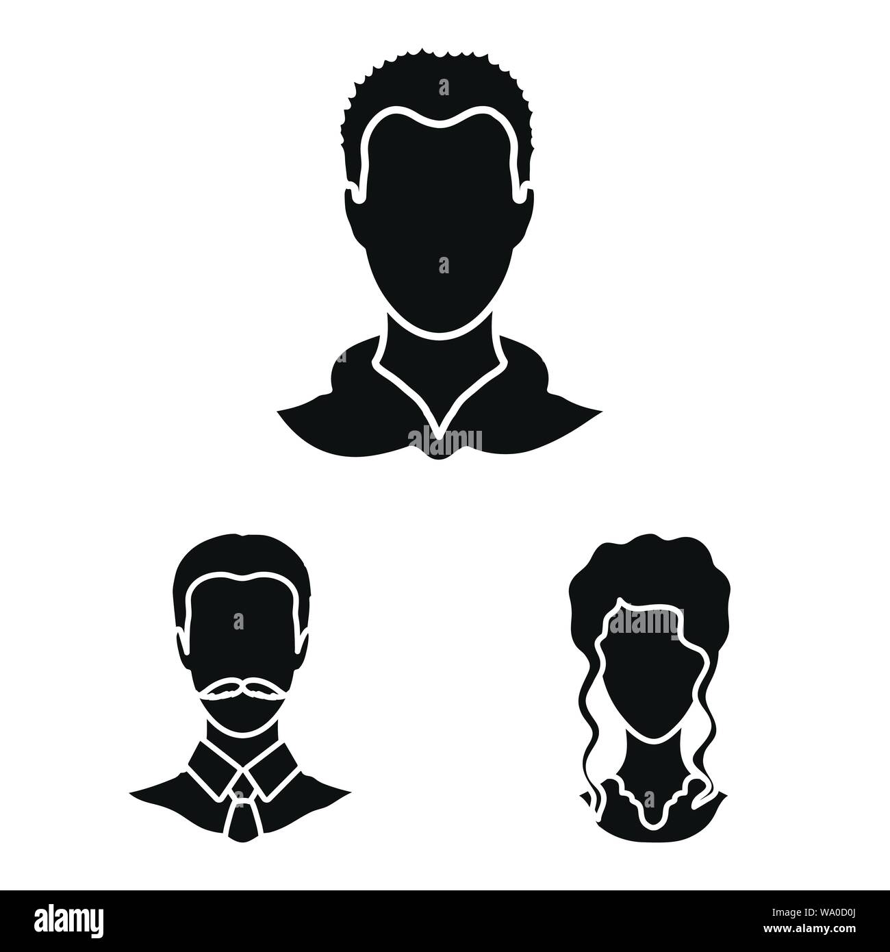 Isolated object of character and profile logo. Collection of character ...