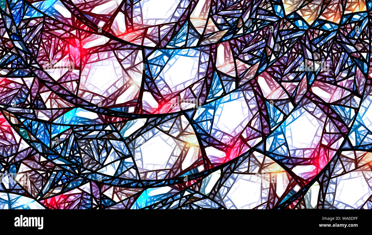 Colorful glowing stained glass, computer generated abstract background ...