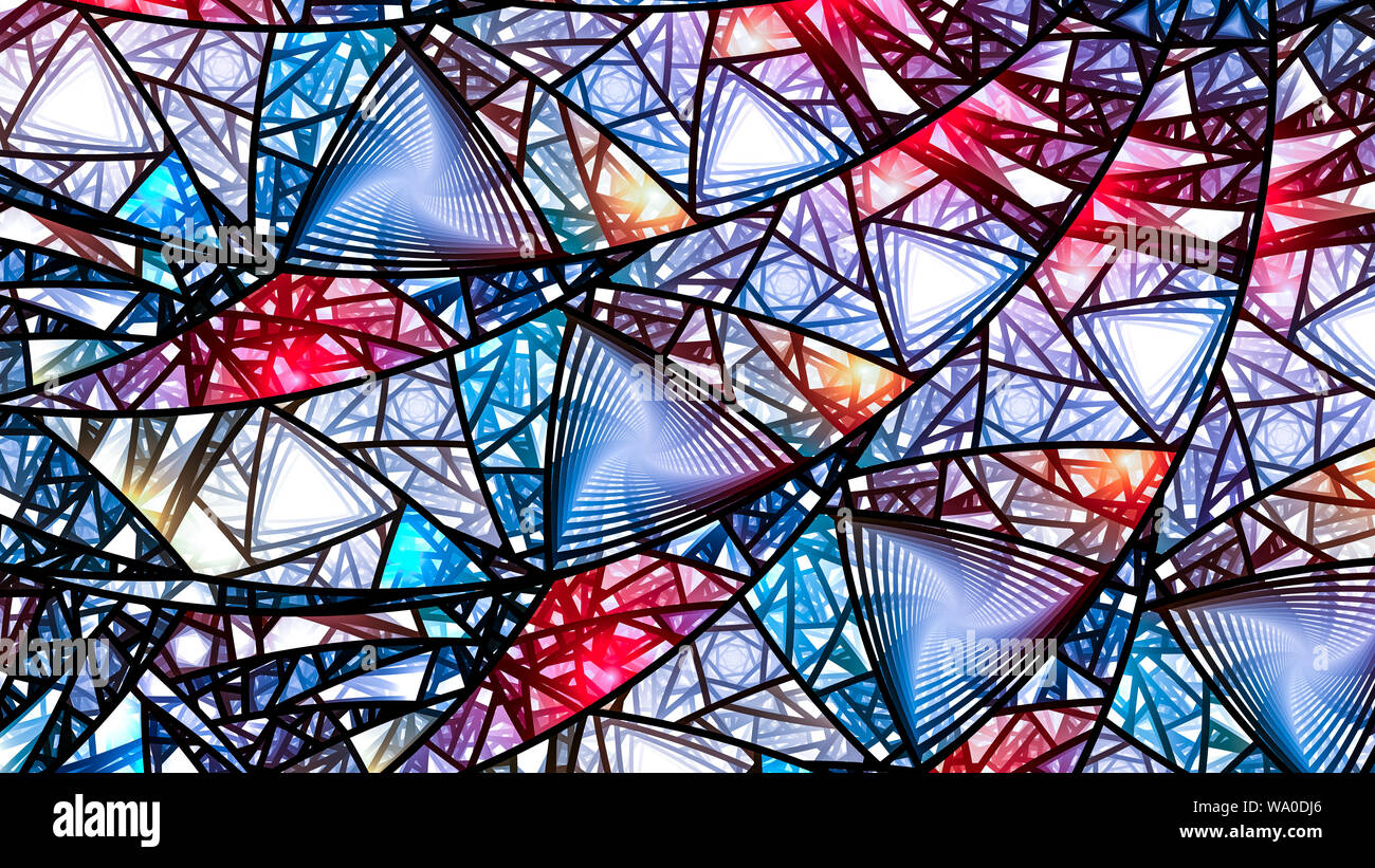 Colorful glowing stained glass, computer generated abstract background ...